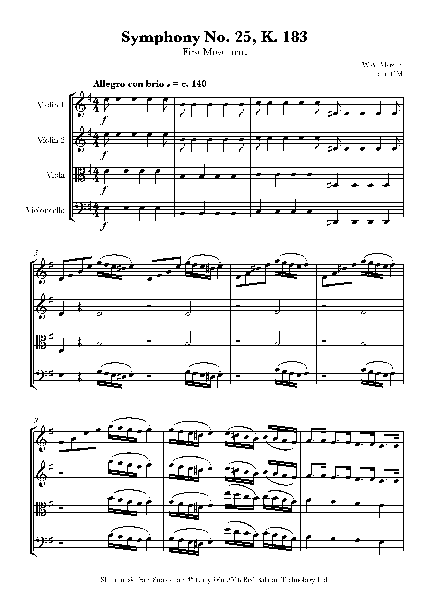 Wolfgang Amadeus Mozart - Symphony No. 25, K. 183 1st mvt (as featured ...