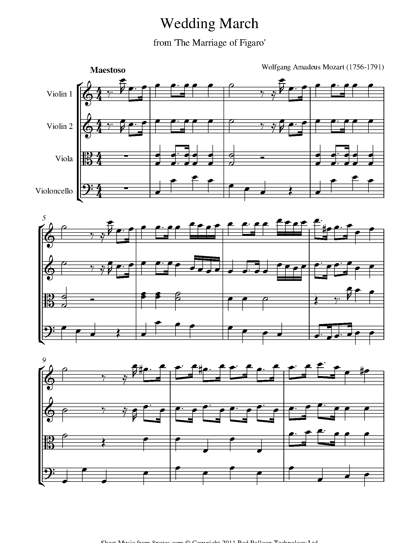 Mozart - Wedding March from The Marriage of Figaro Sheet music for ...