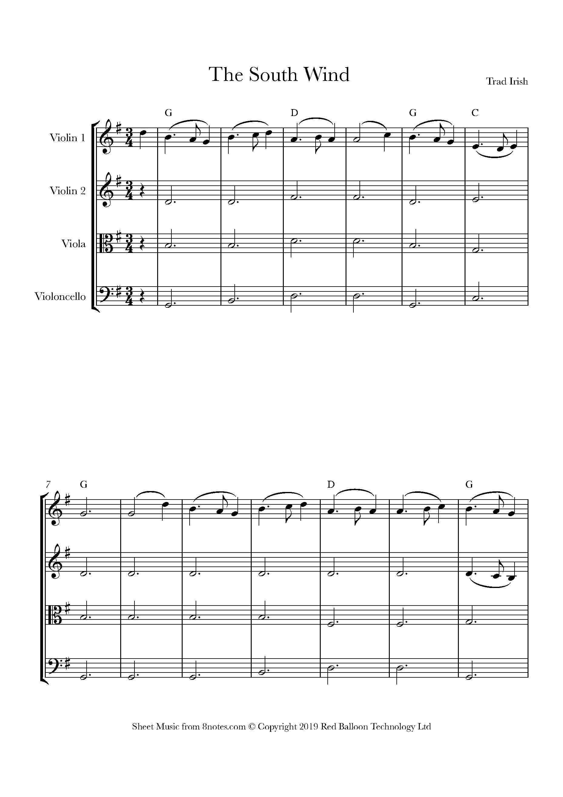 The South Wind Sheet music for String Quartet - 8notes.com