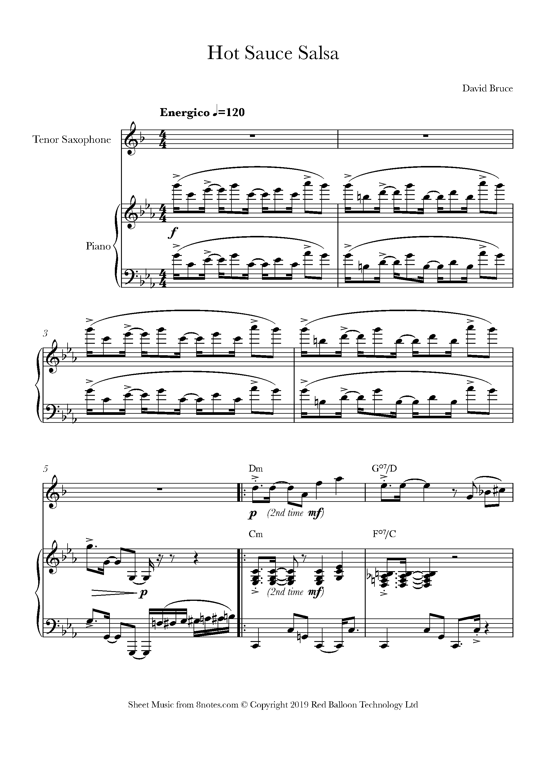 David Bruce - Hot Sauce Salsa Sheet music for Tenor Saxophone - 8notes.com