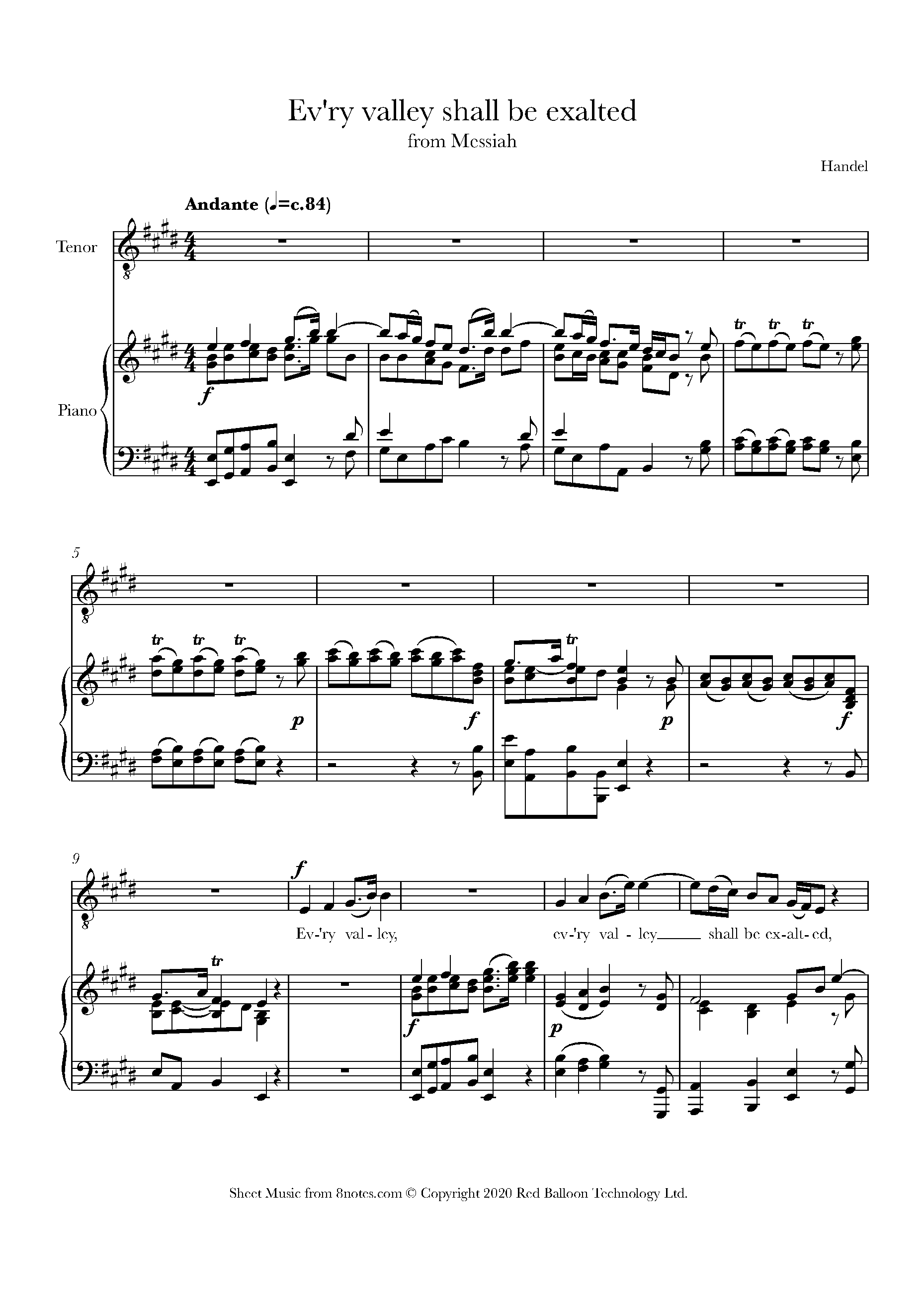Handel - Ev'ry valley shall be exalted from Messiah Sheet music for ...
