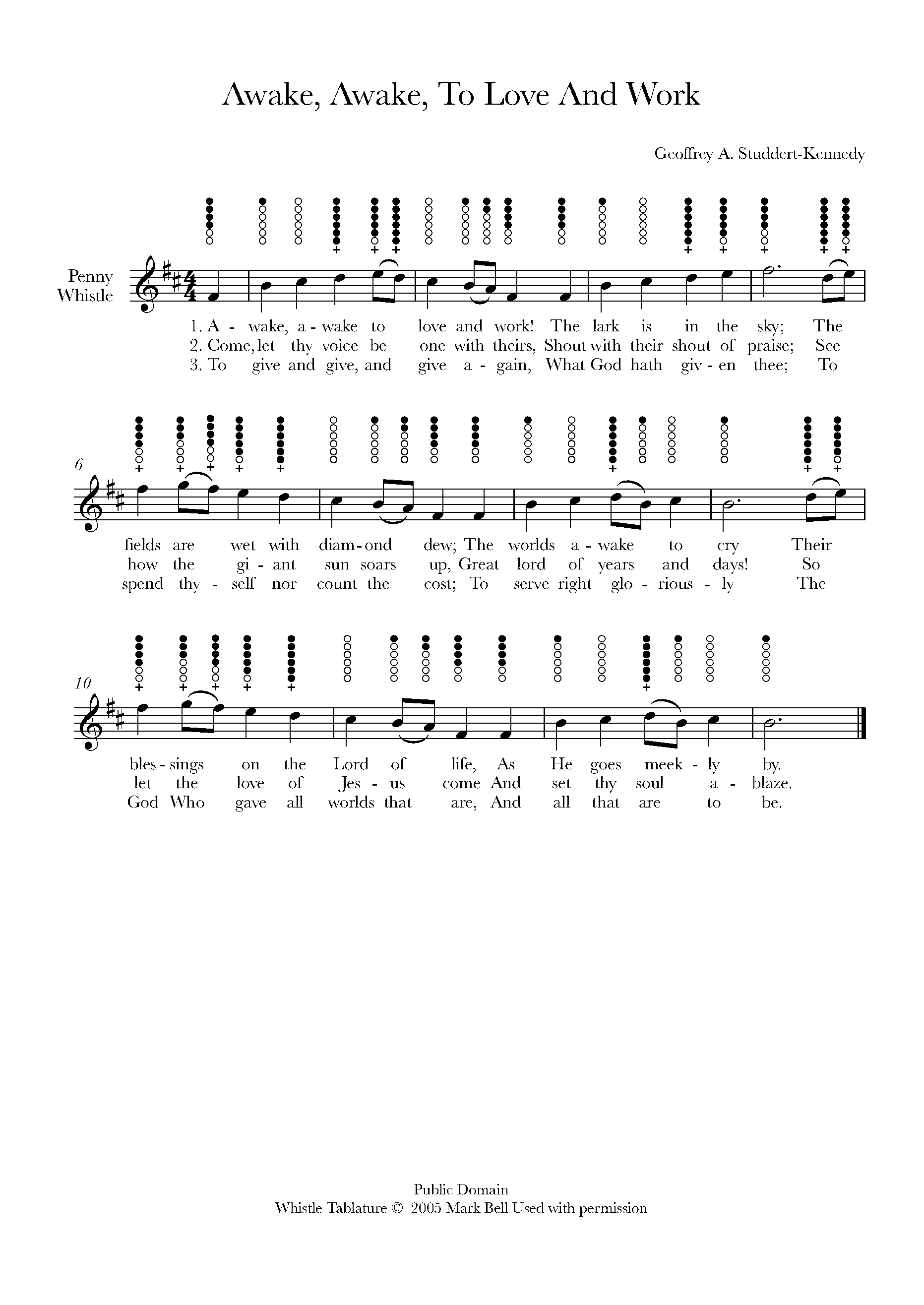 Geoffrey A. Studdert-Kennedy - Awake, Awake, To Love And Work Sheet ...