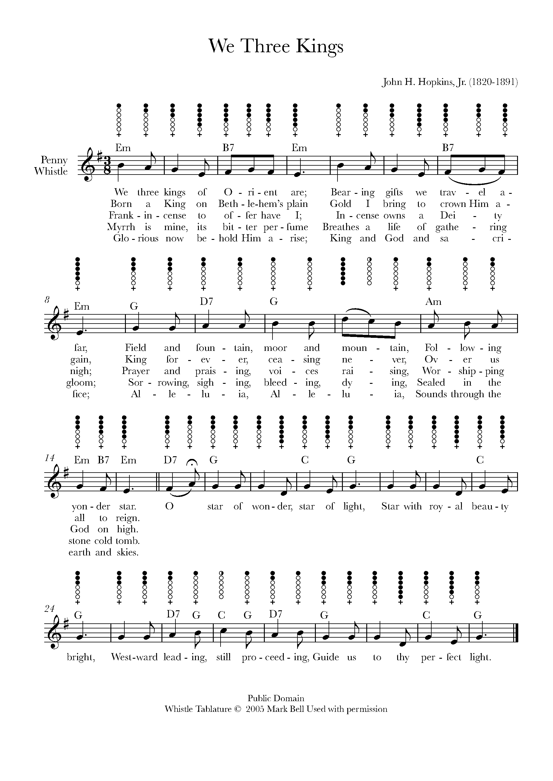 We Three Kings of Orient Are Sheet music for Tin Whistle - 8notes.com