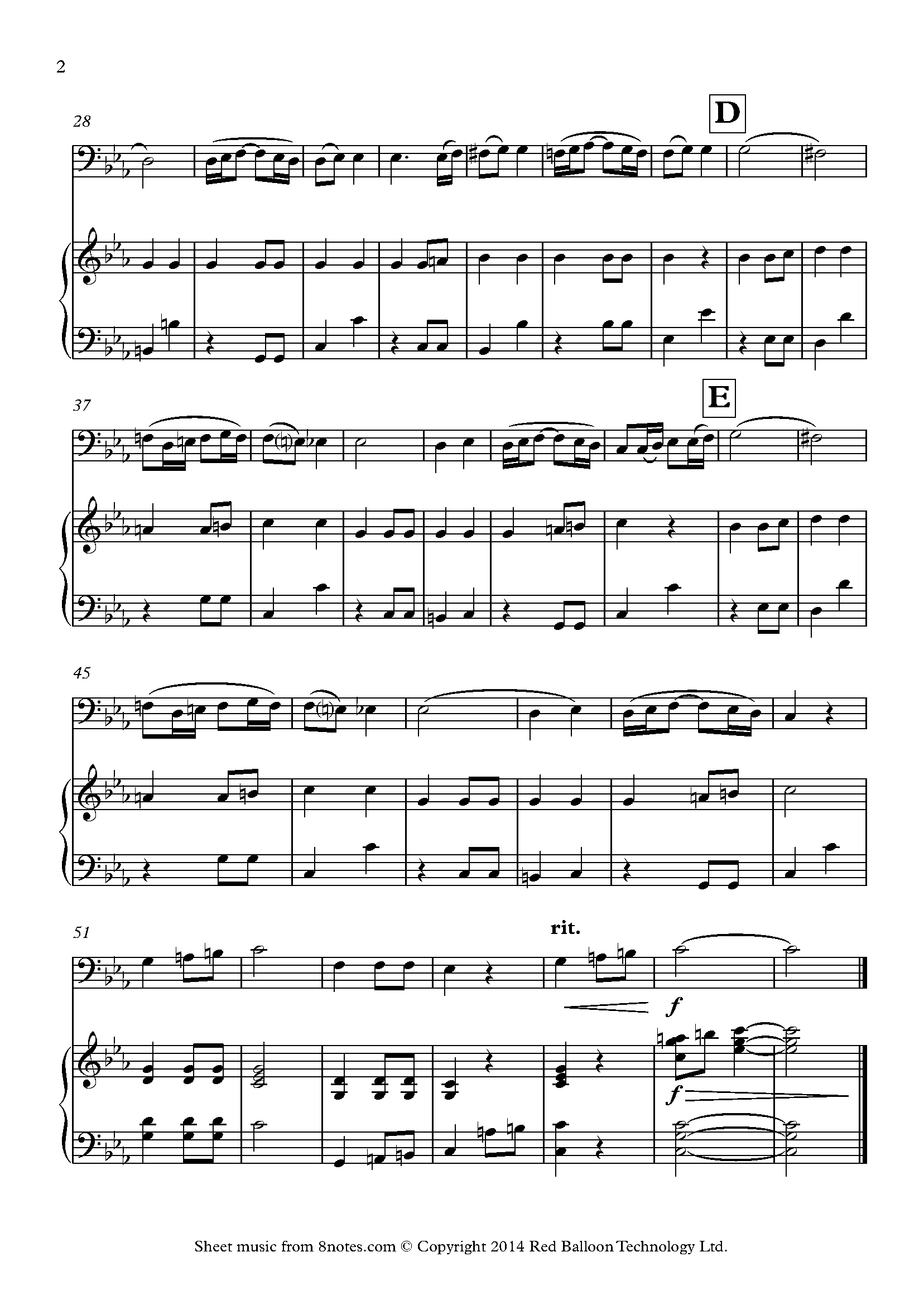 Beethoven - 7th Symphony 2nd mvt theme Sheet music for Trombone ...