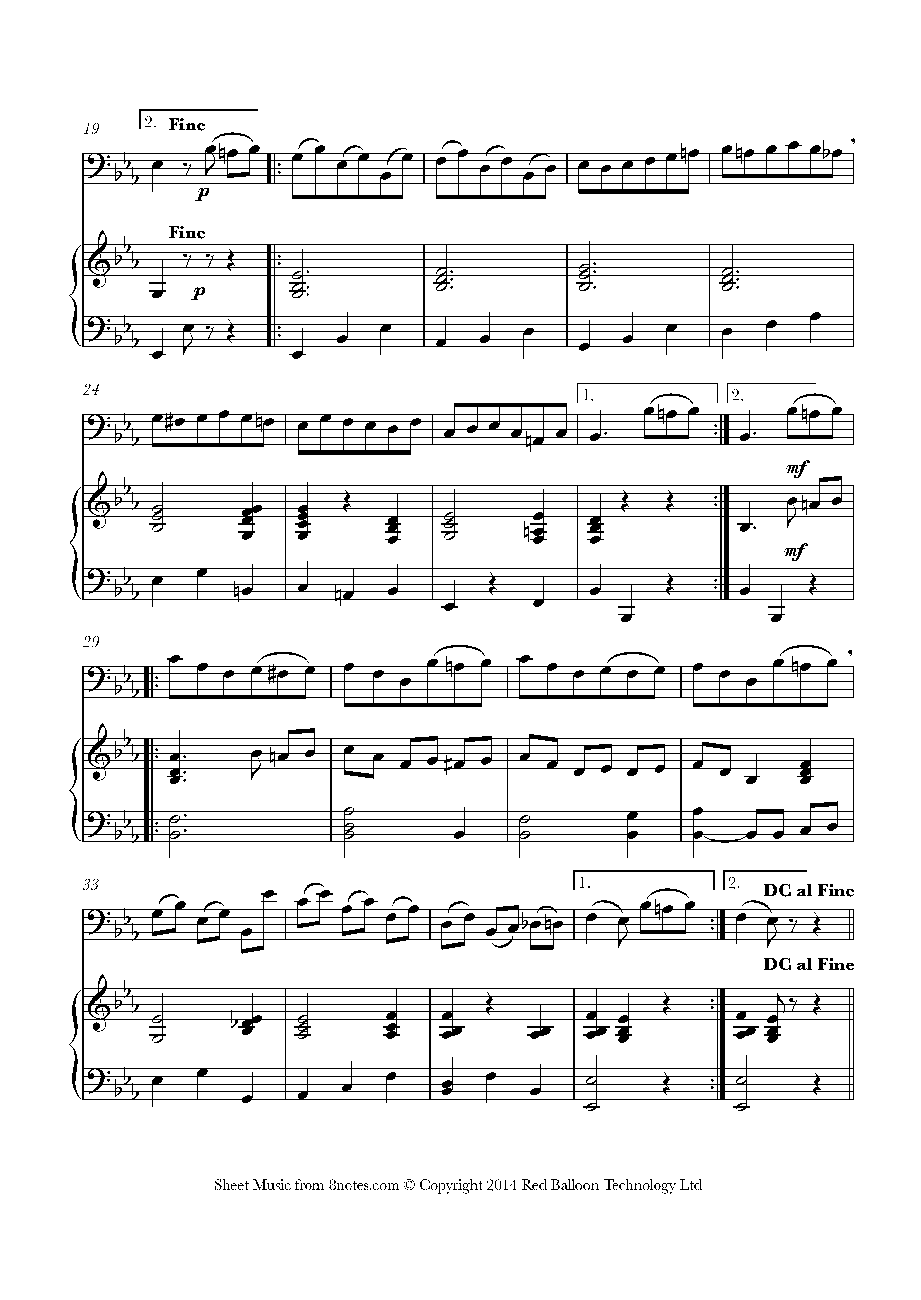 Beethoven - Minuet in G Sheet music for Trombone - 8notes.com