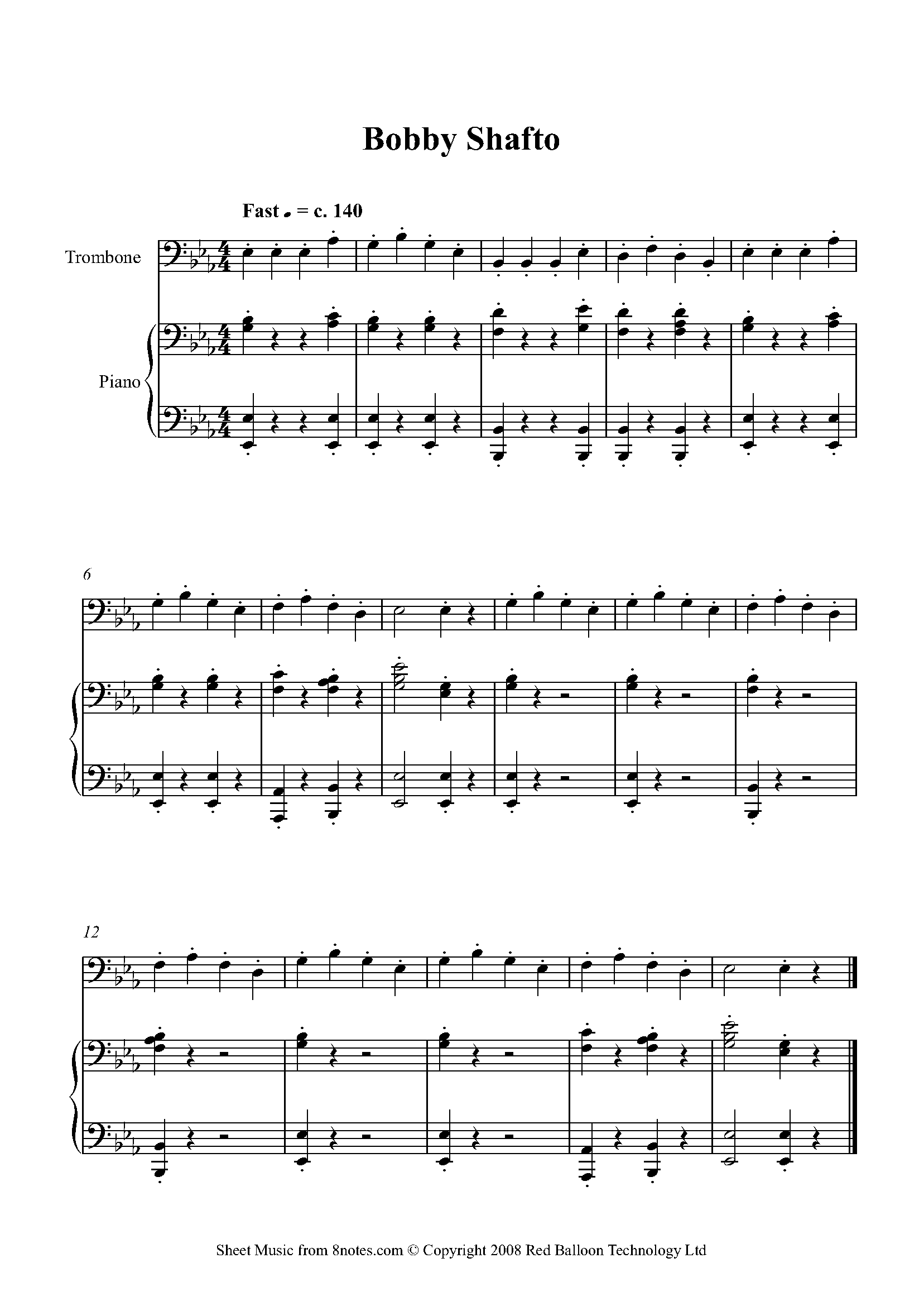 Bobby Shafto Sheet music for Trombone - 8notes.com