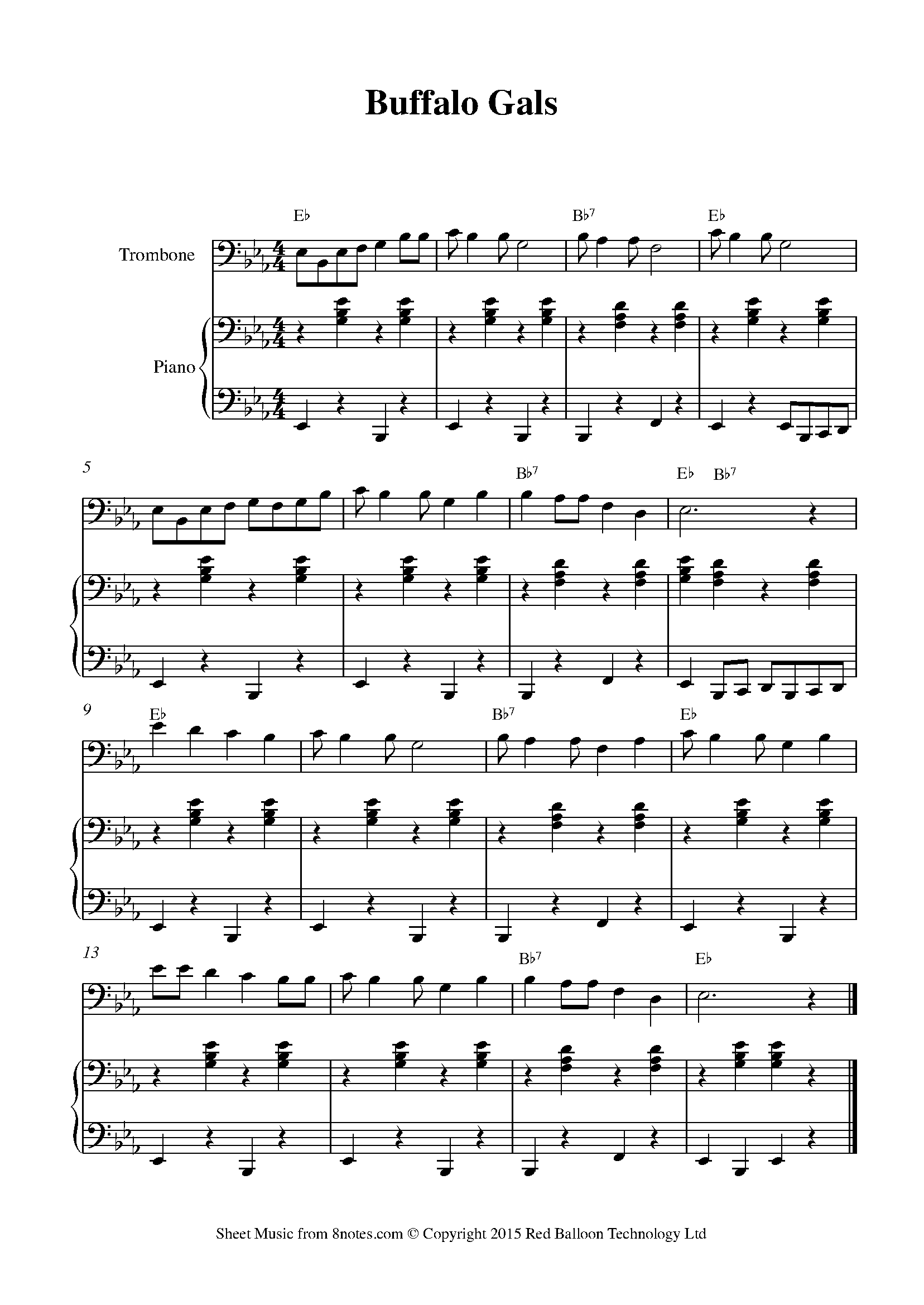 Buffalo Gals Sheet music for Trombone - 8notes.com