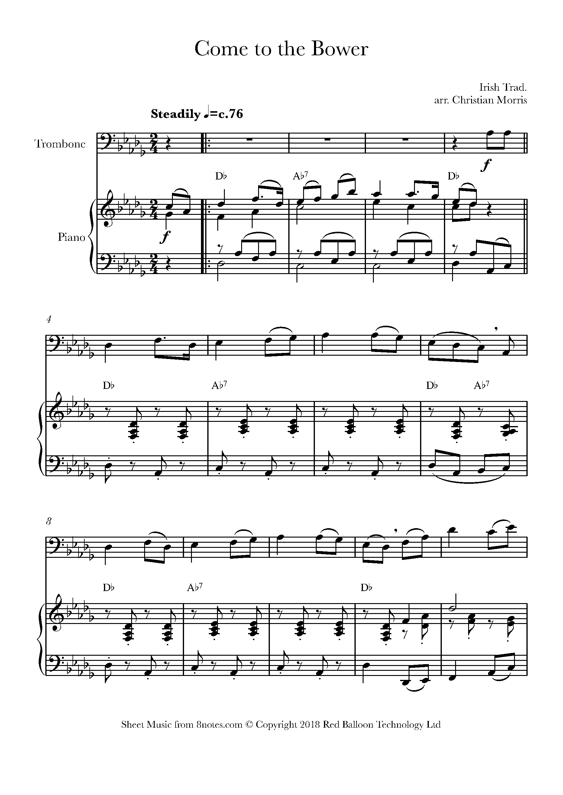 Come to the Bower Sheet music for Trombone - 8notes.com