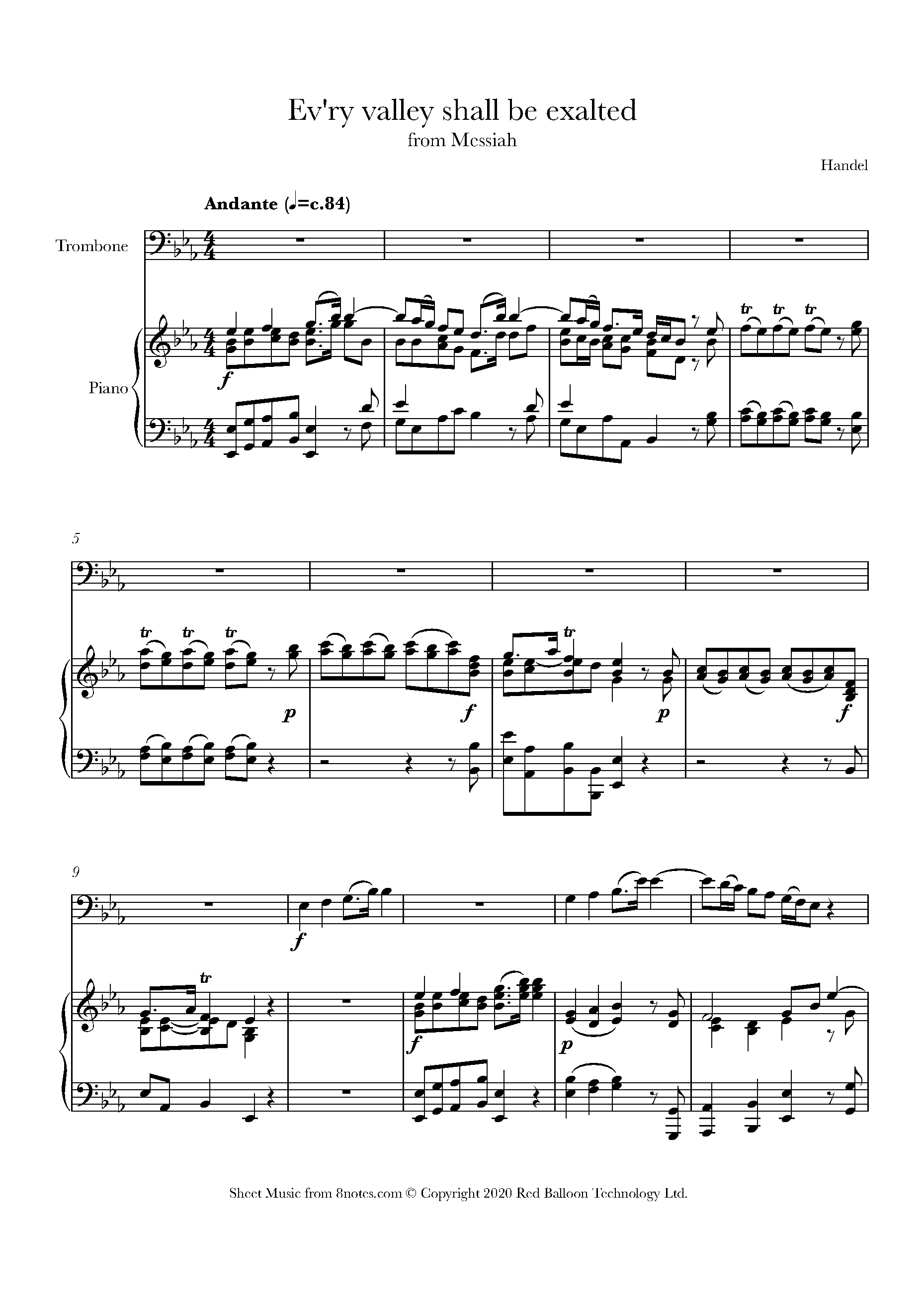Handel - Ev'ry valley shall be exalted from Messiah Sheet music for ...