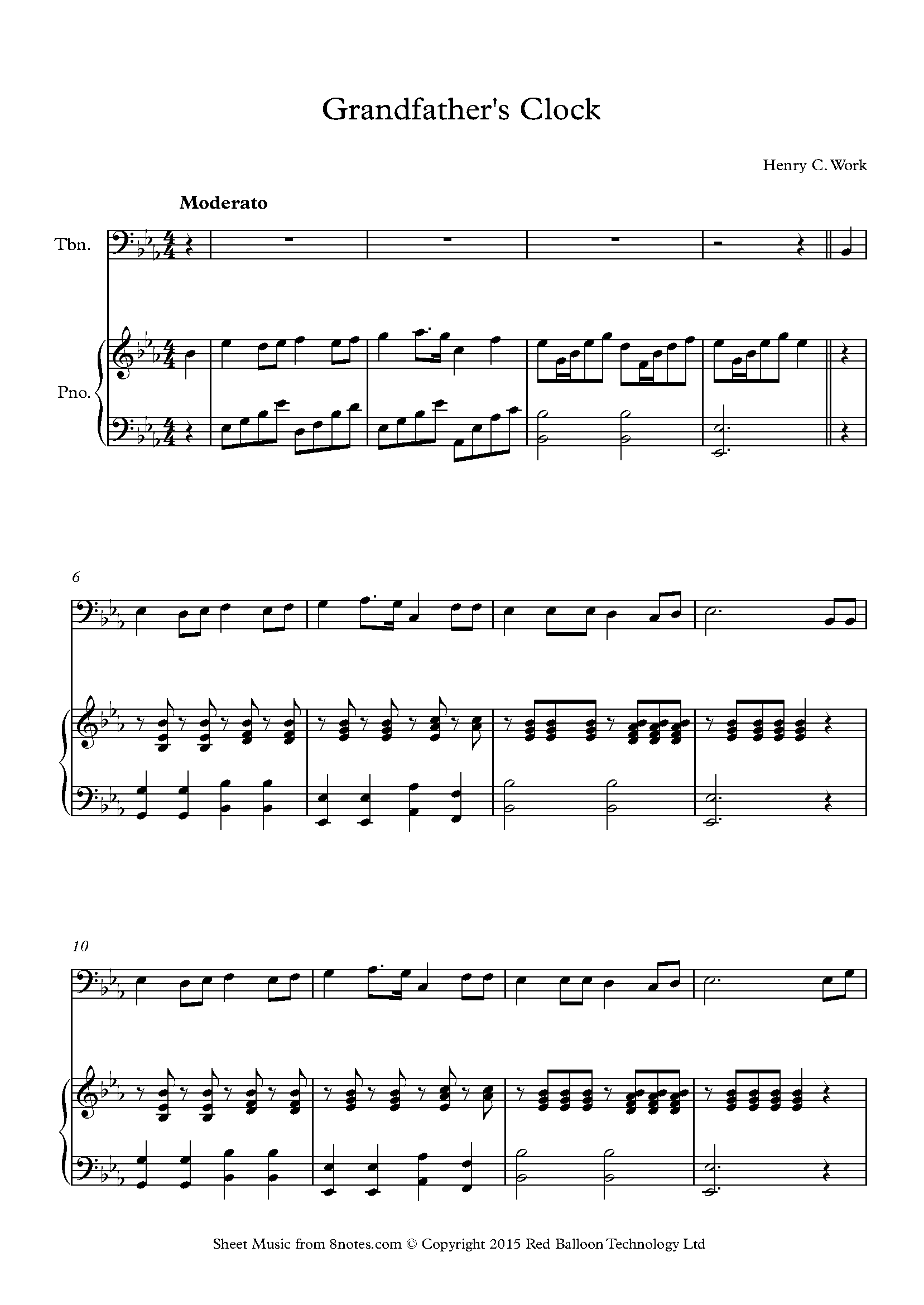 Henry C. Work - My Grandfather's Clock Sheet music for Trombone ...