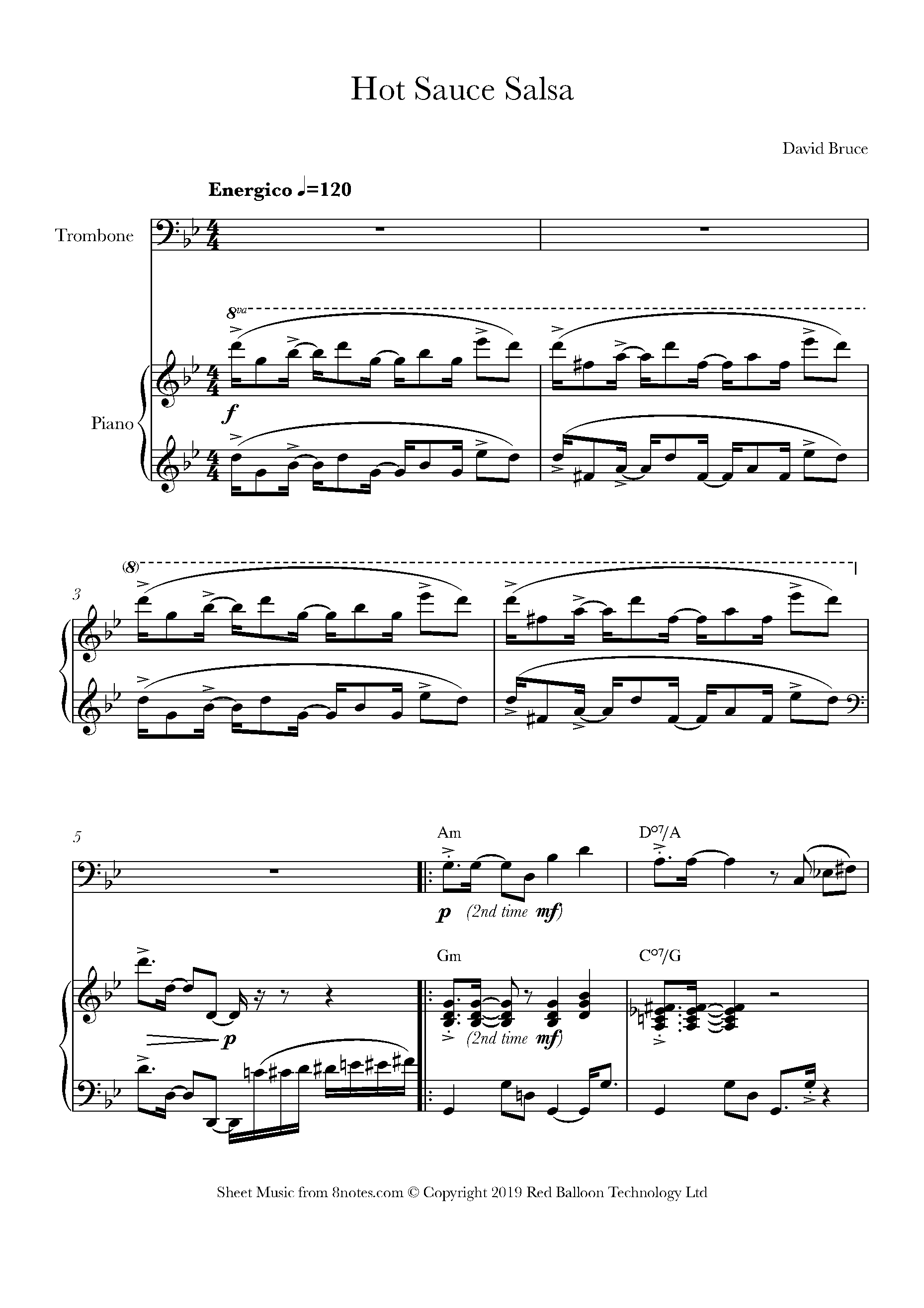 David Bruce - Hot Sauce Salsa Sheet music for Trombone - 8notes.com