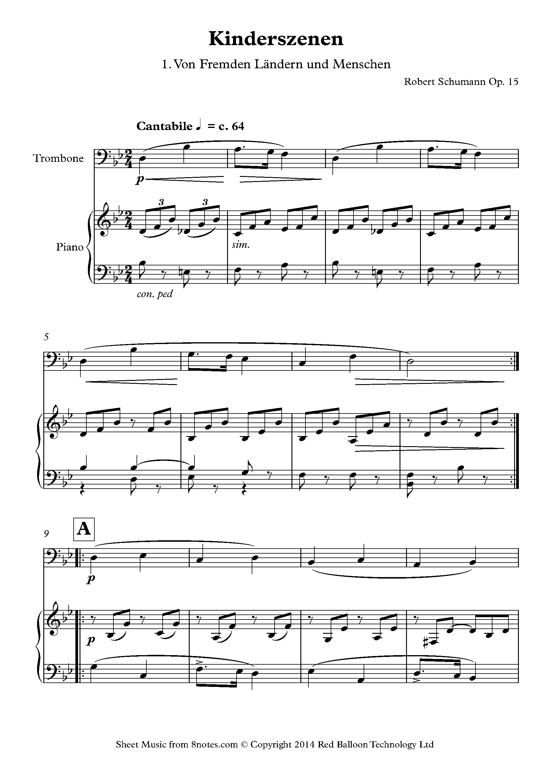 Schumann - Kinderszenen 1. Von Fremden Landern und Menschen Sheet music ...
