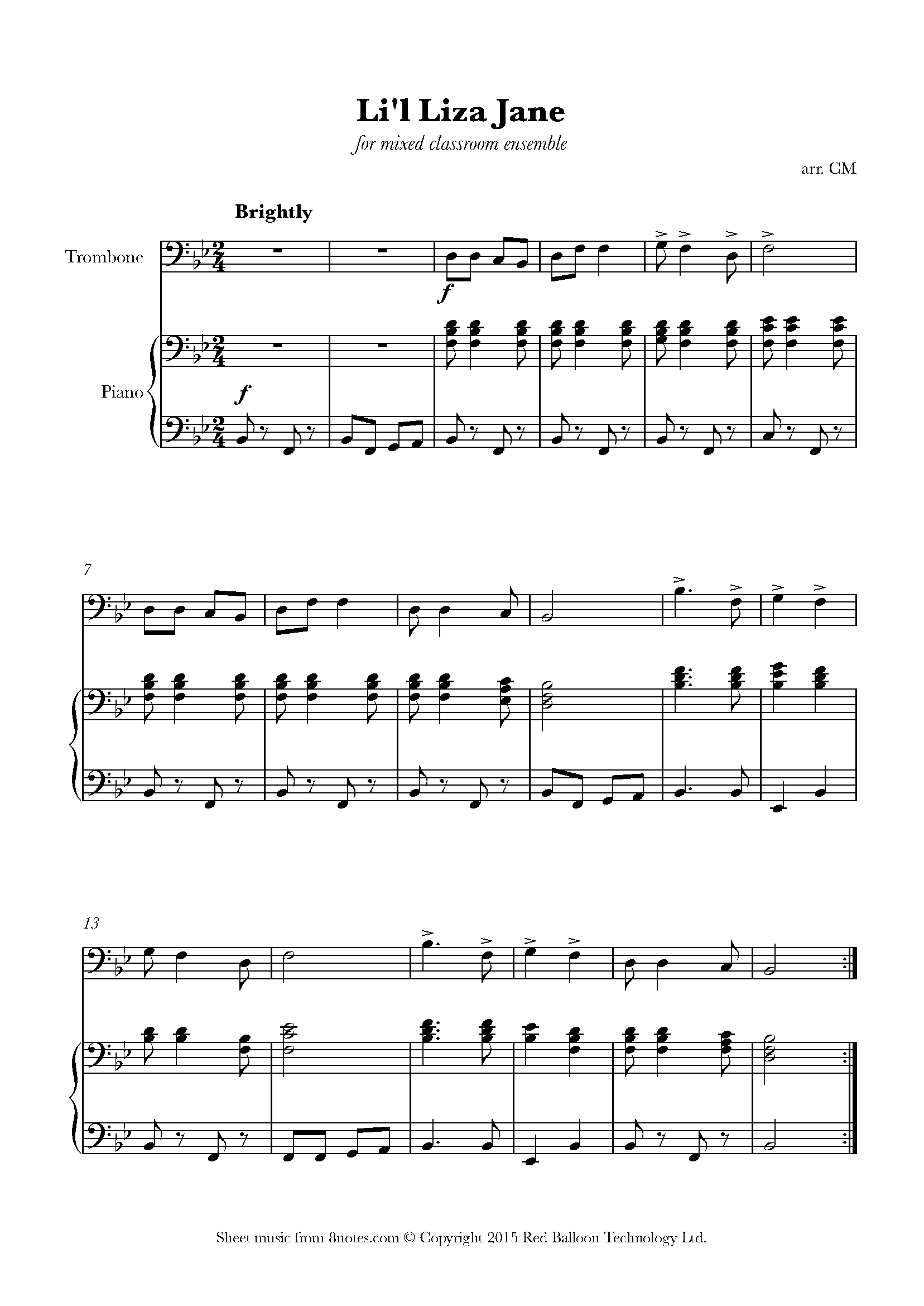 Countess Ada De Lachau - Li'l Liza Jane Sheet music for Trombone ...