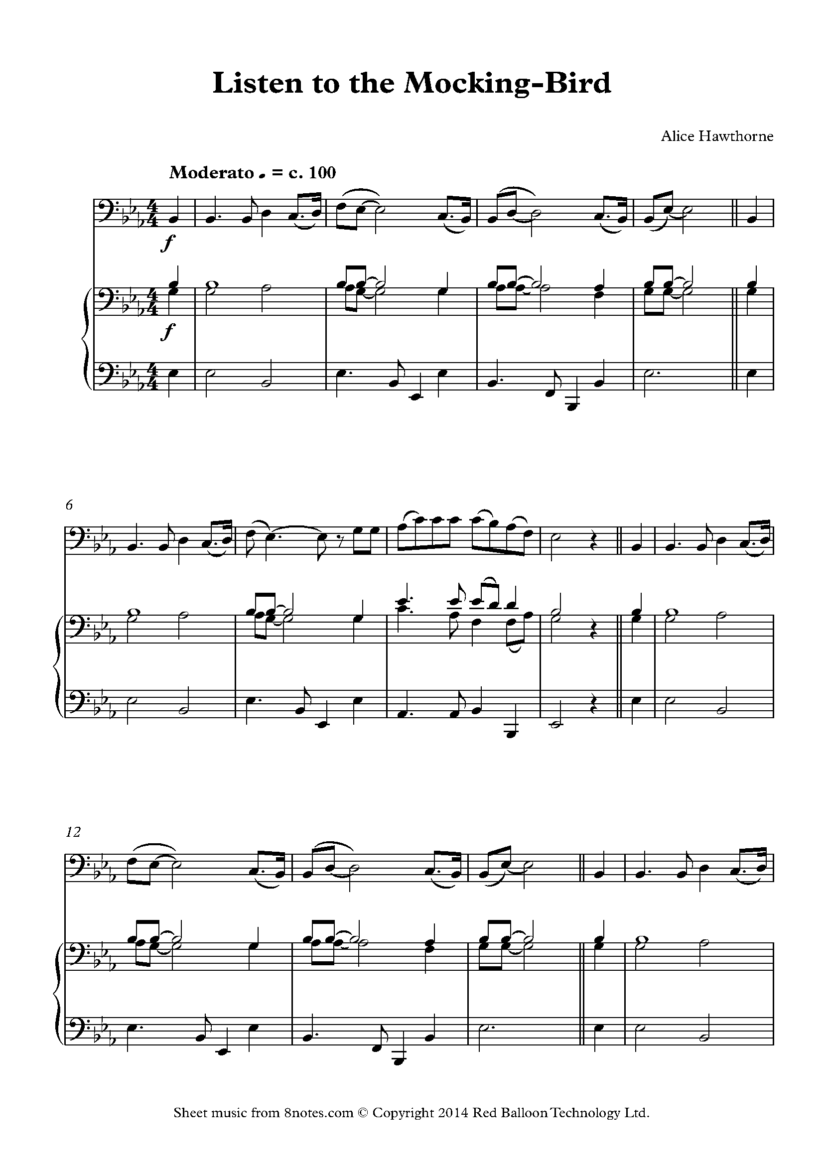 Listen to the Mocking-Bird Sheet music for Trombone - 8notes.com