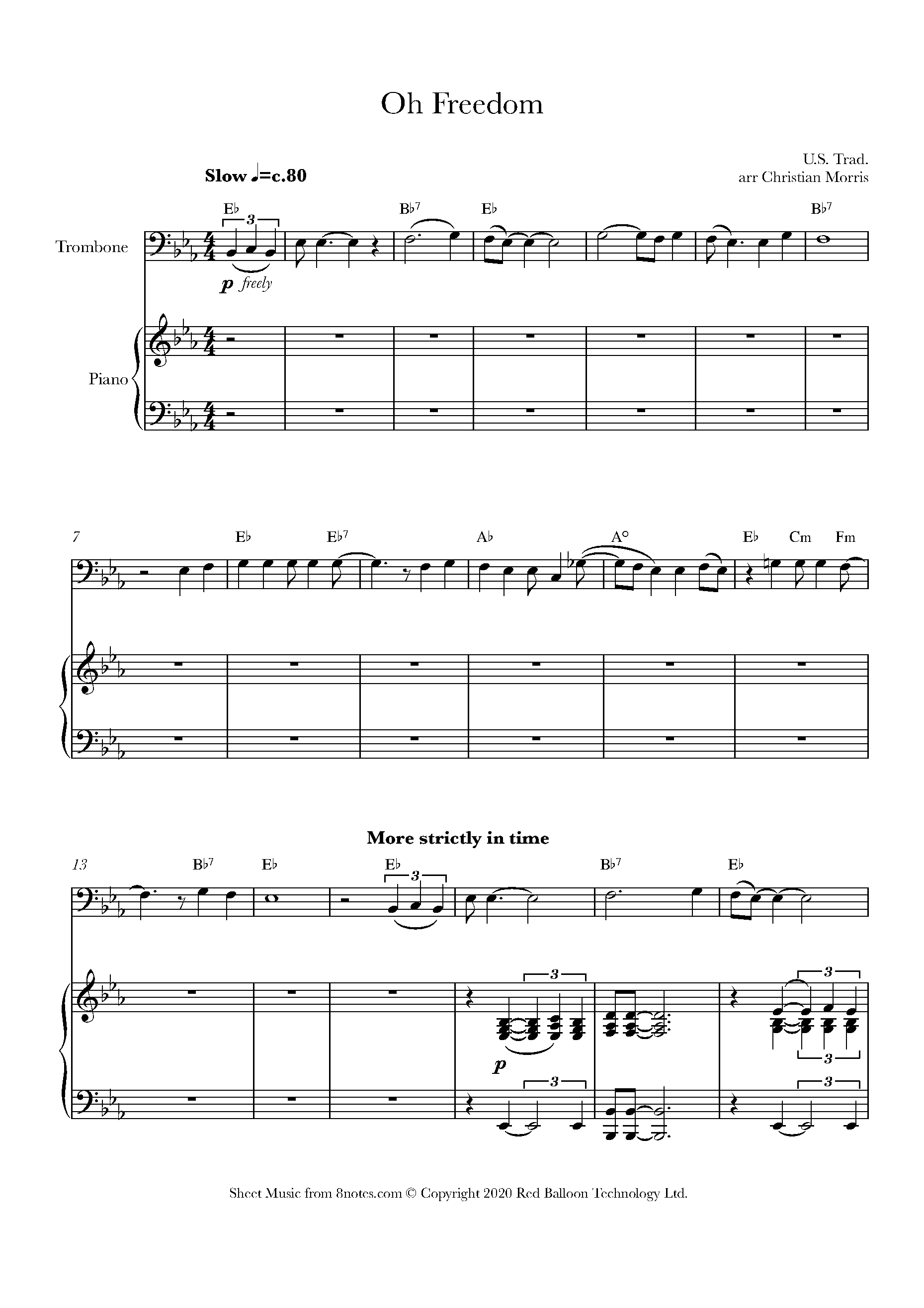 Oh, Freedom Sheet music for Trombone - 8notes.com
