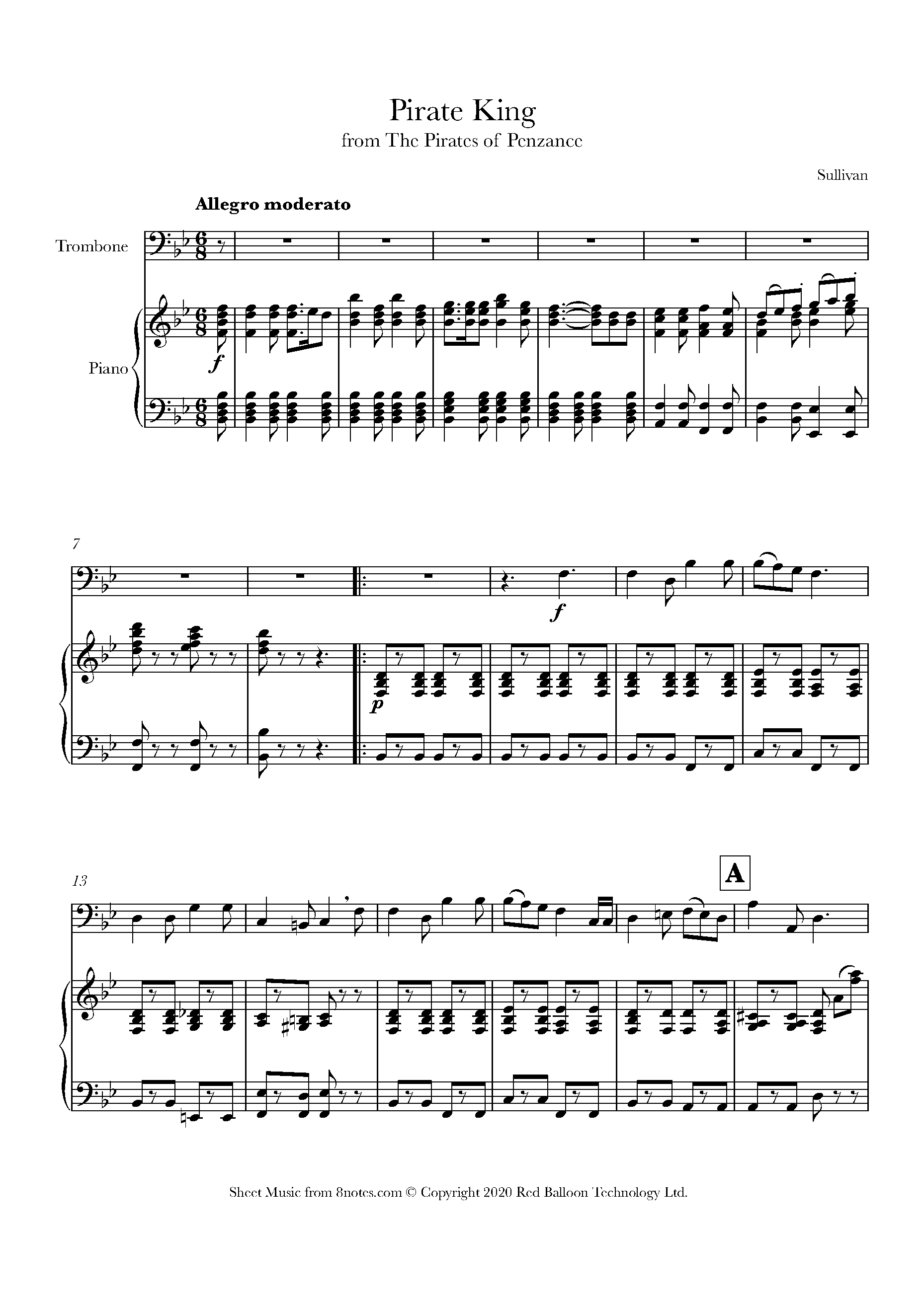 Sullivan - Pirate King from The Pirates of Penzance Sheet music for ...