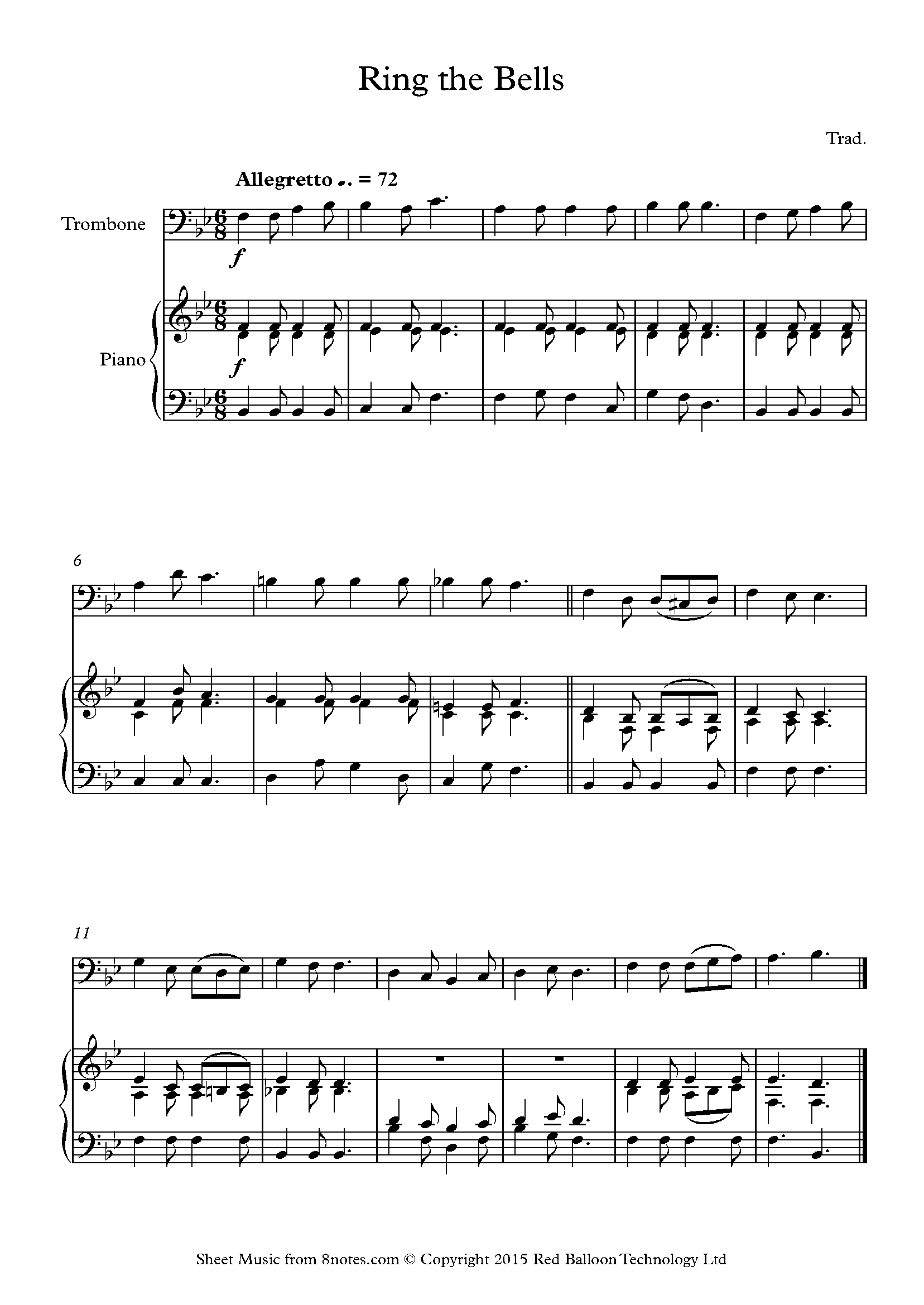 Ring the Bells Sheet music for Trombone - 8notes.com