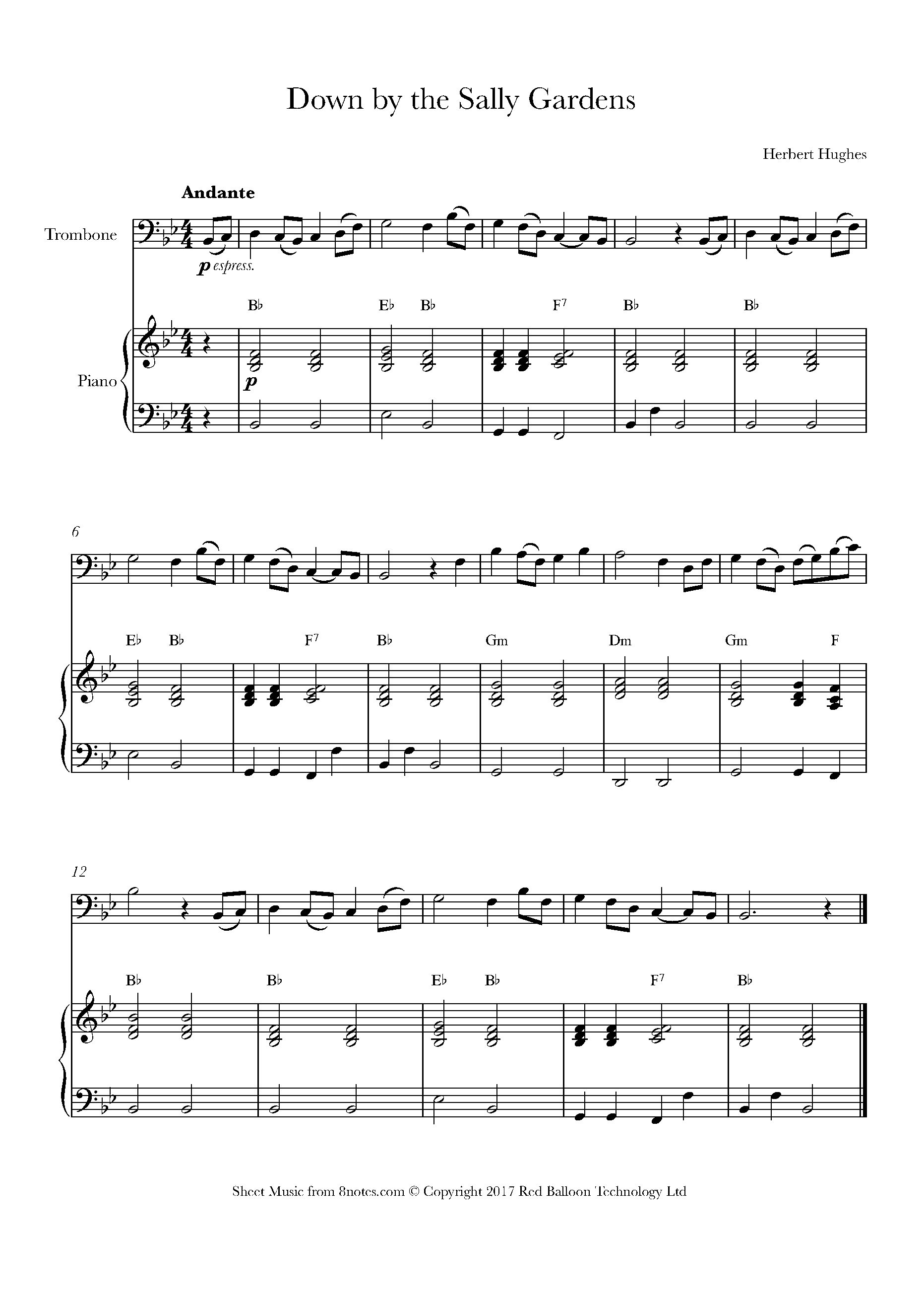Down by the Sally Gardens Sheet music for Trombone - 8notes.com