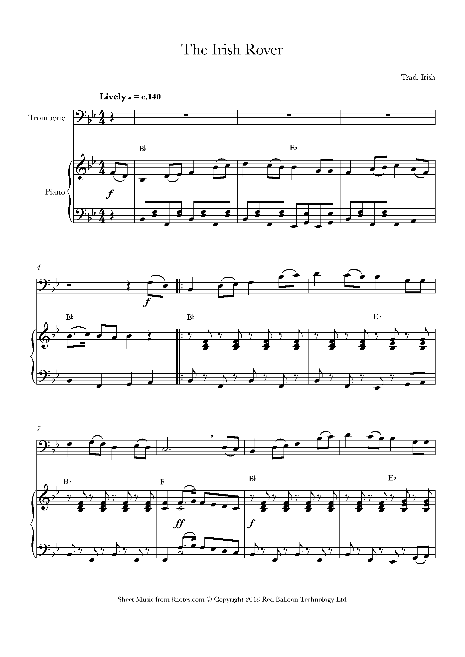 The Irish Rover Sheet music for Trombone - 8notes.com