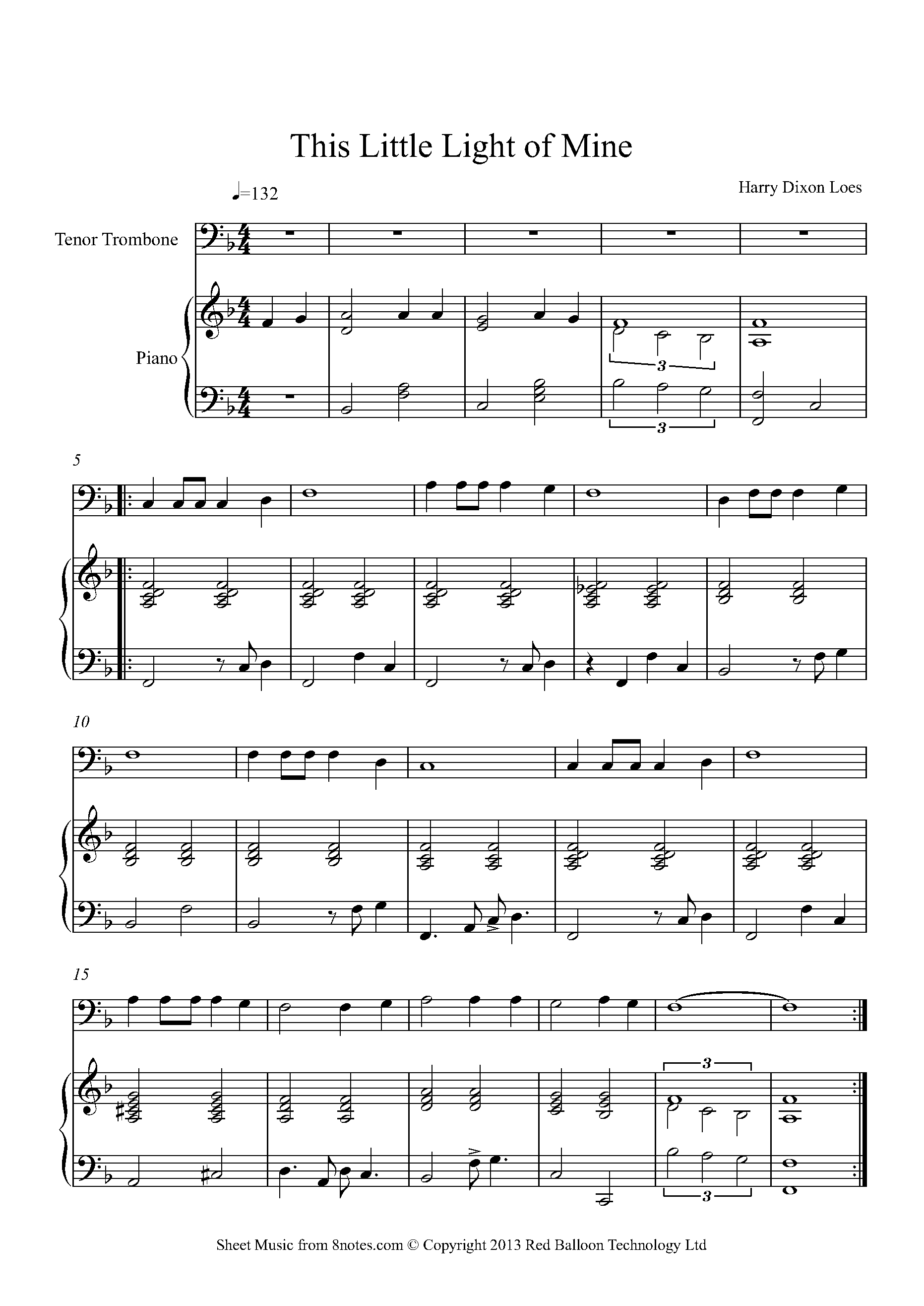 Harry Dixon Loes - This Little Light of Mine Sheet music for Trombone ...