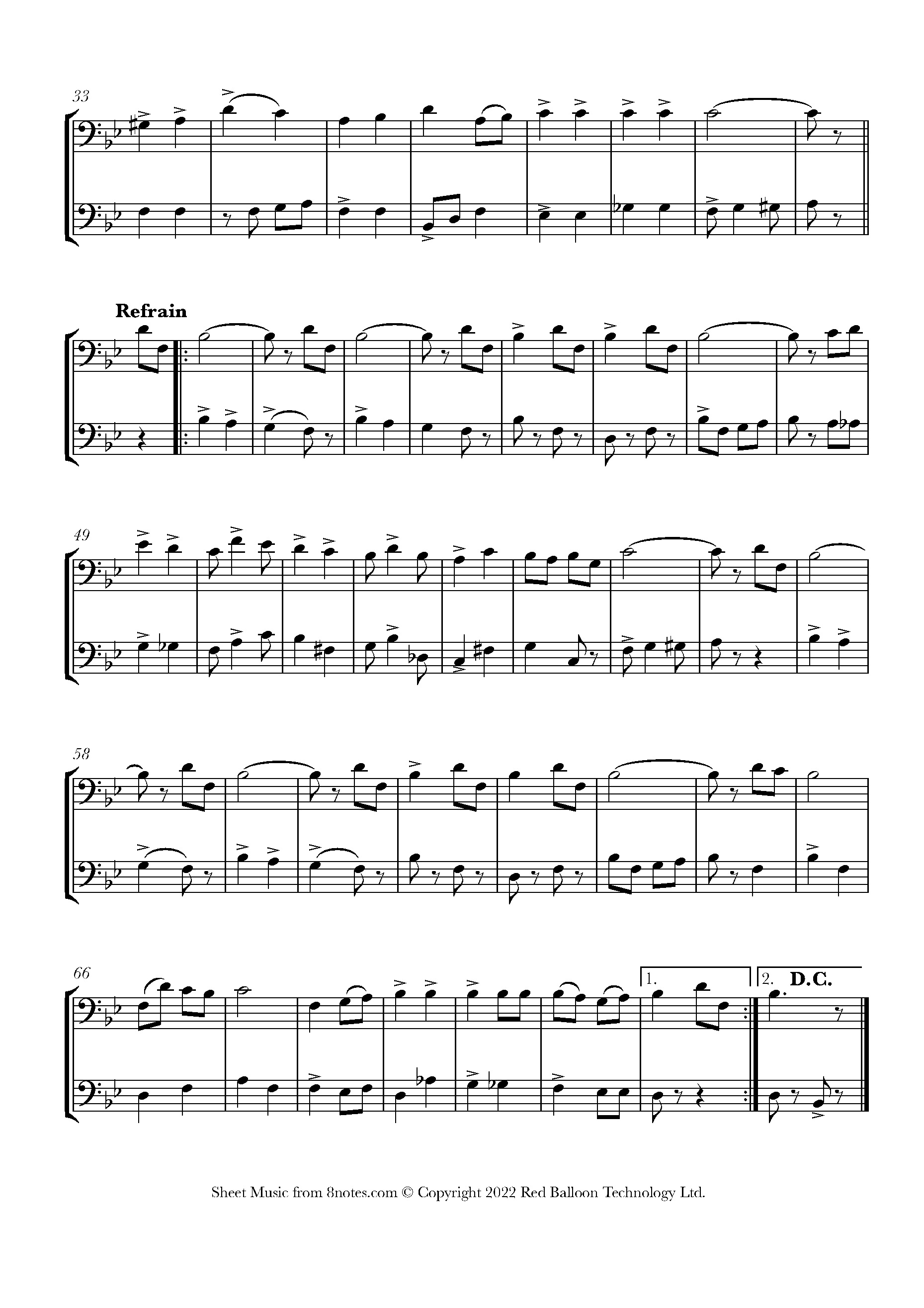 Cohan - Over There Sheet music for Trombone Duet - 8notes.com