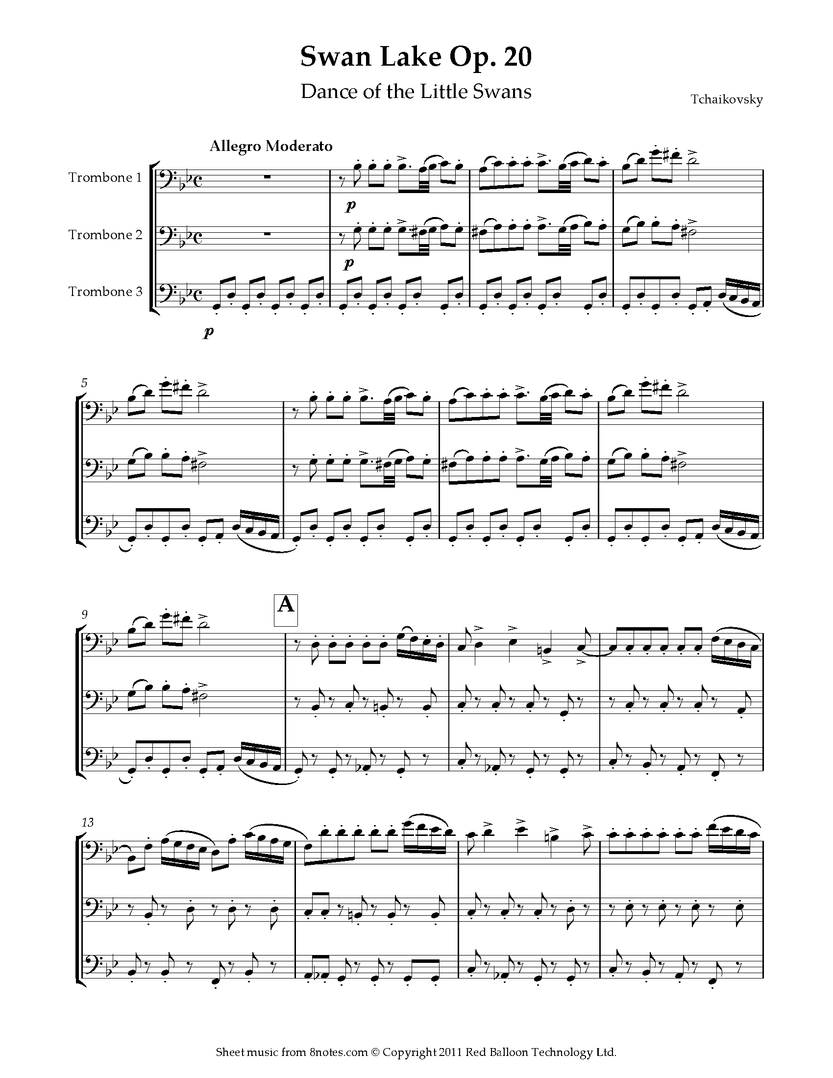 Tchaikovsky - Swan Lake Op. 20 Dance of the Little Swans Sheet music ...