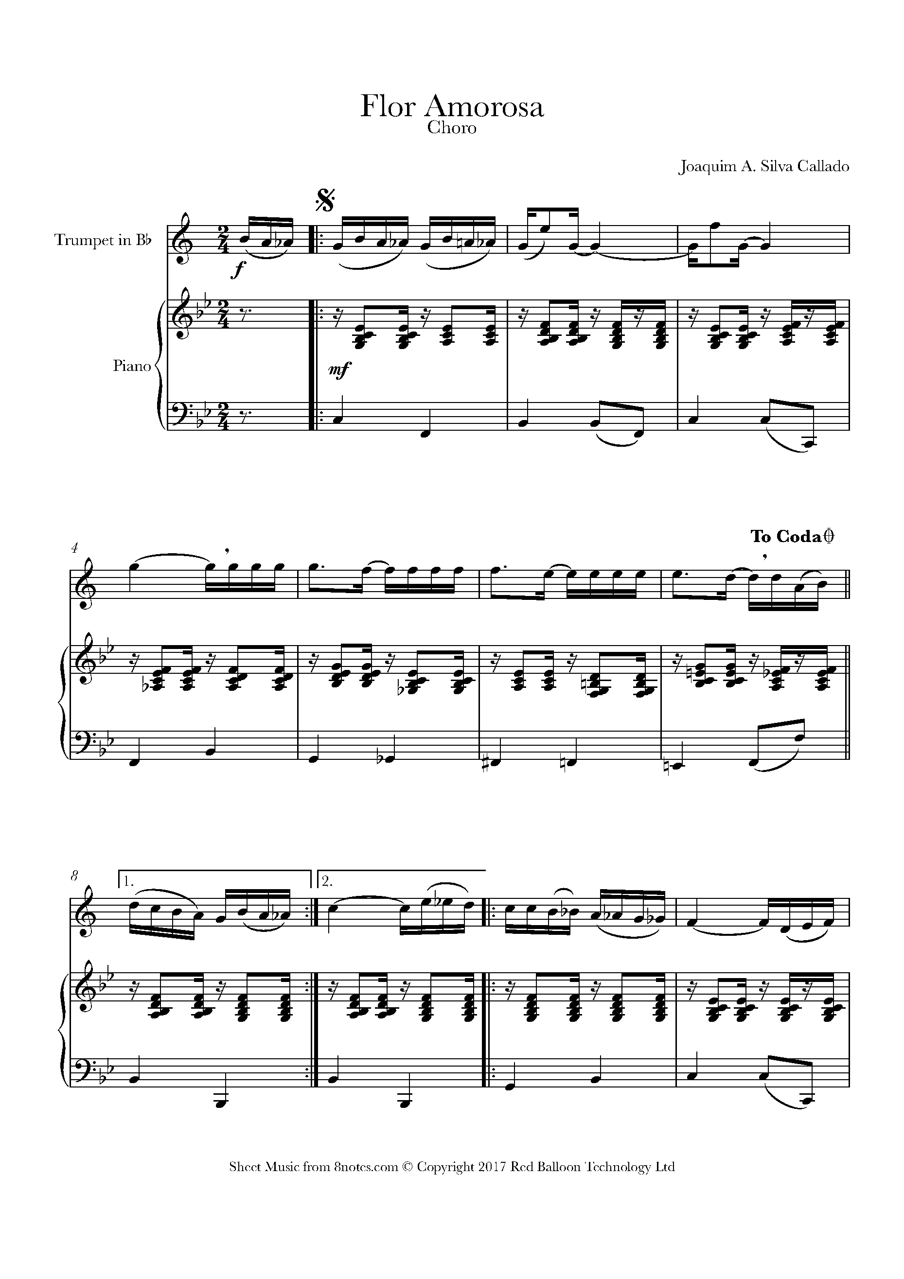 Joaquim A. Silva Callado - Flor Amorosa (Choro) Sheet music for Trumpet ...