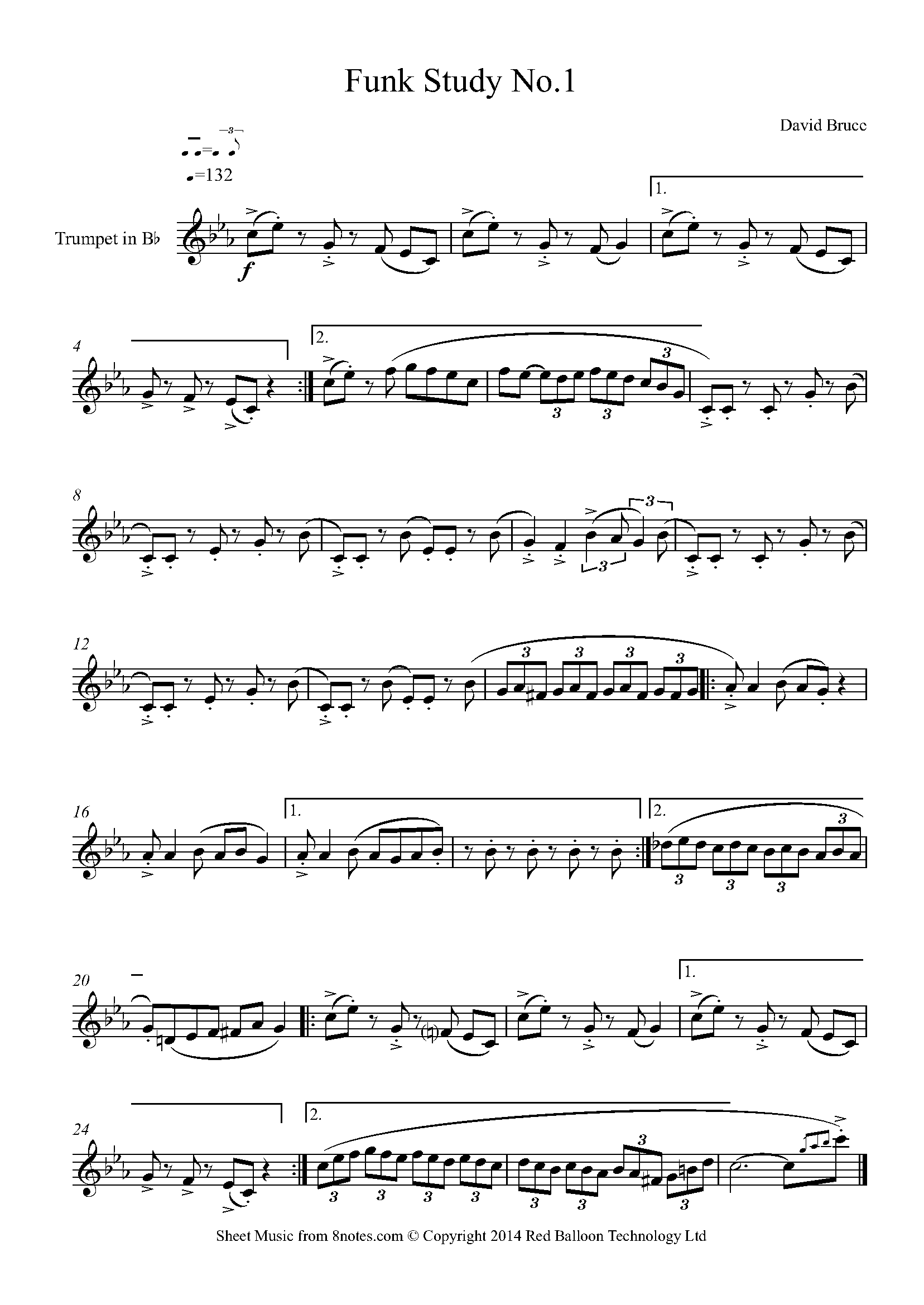 David Bruce - Funk Study No.1 Sheet music for Trumpet - 8notes.com