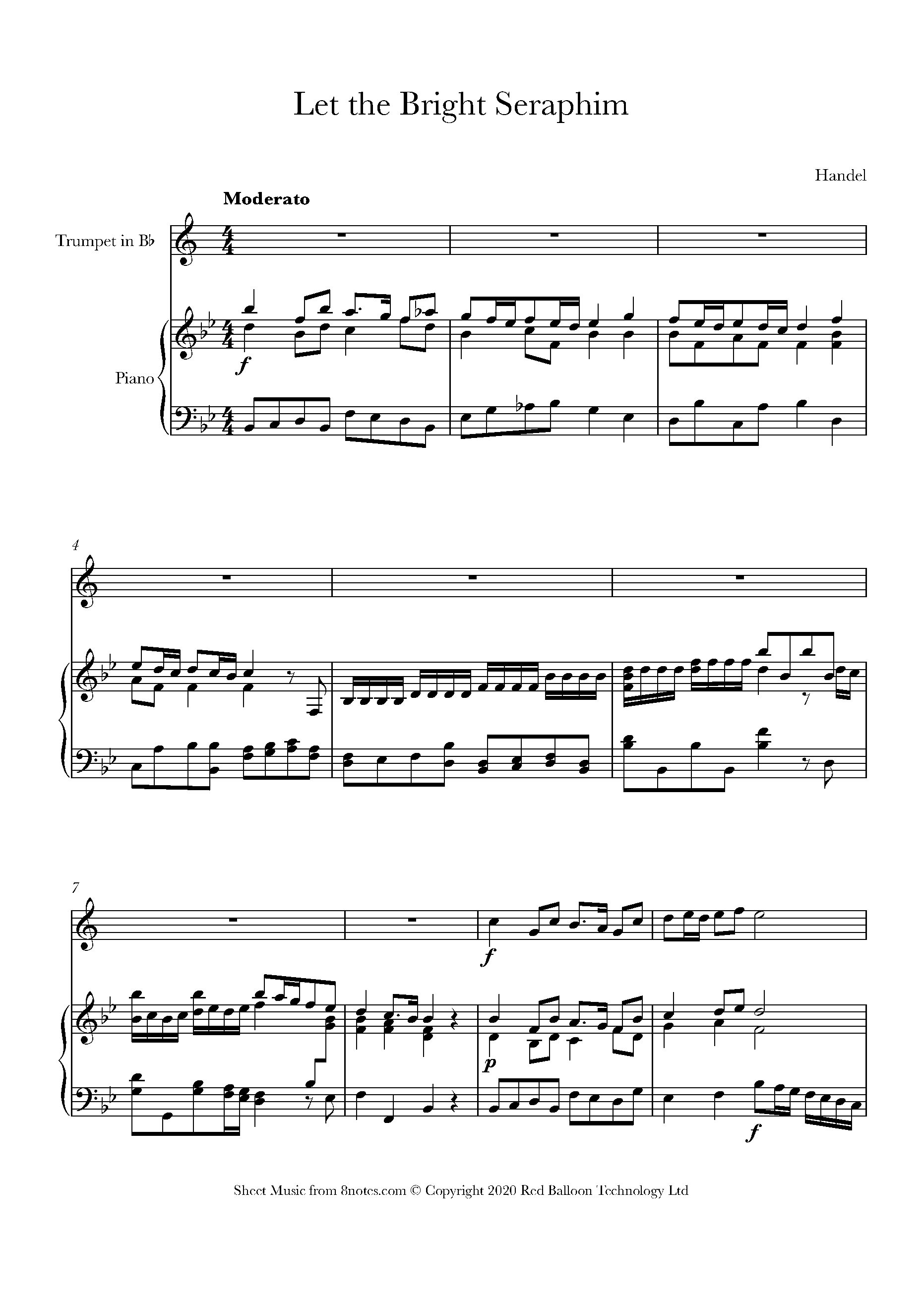 Handel - Let the Bright Seraphim (Voice Version) Sheet music for ...