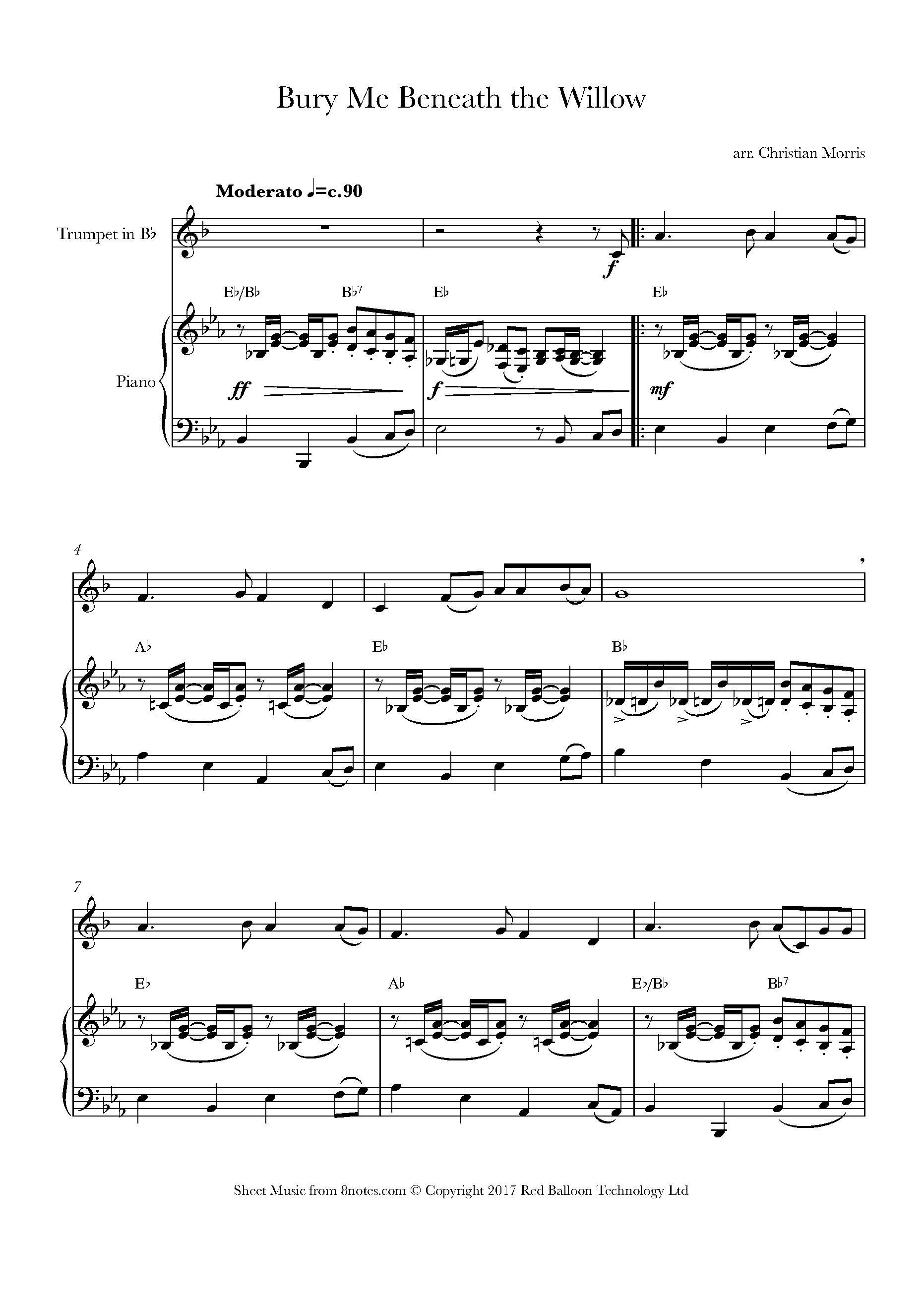 Bury Me Beneath the Willow Sheet music for Trumpet - 8notes.com