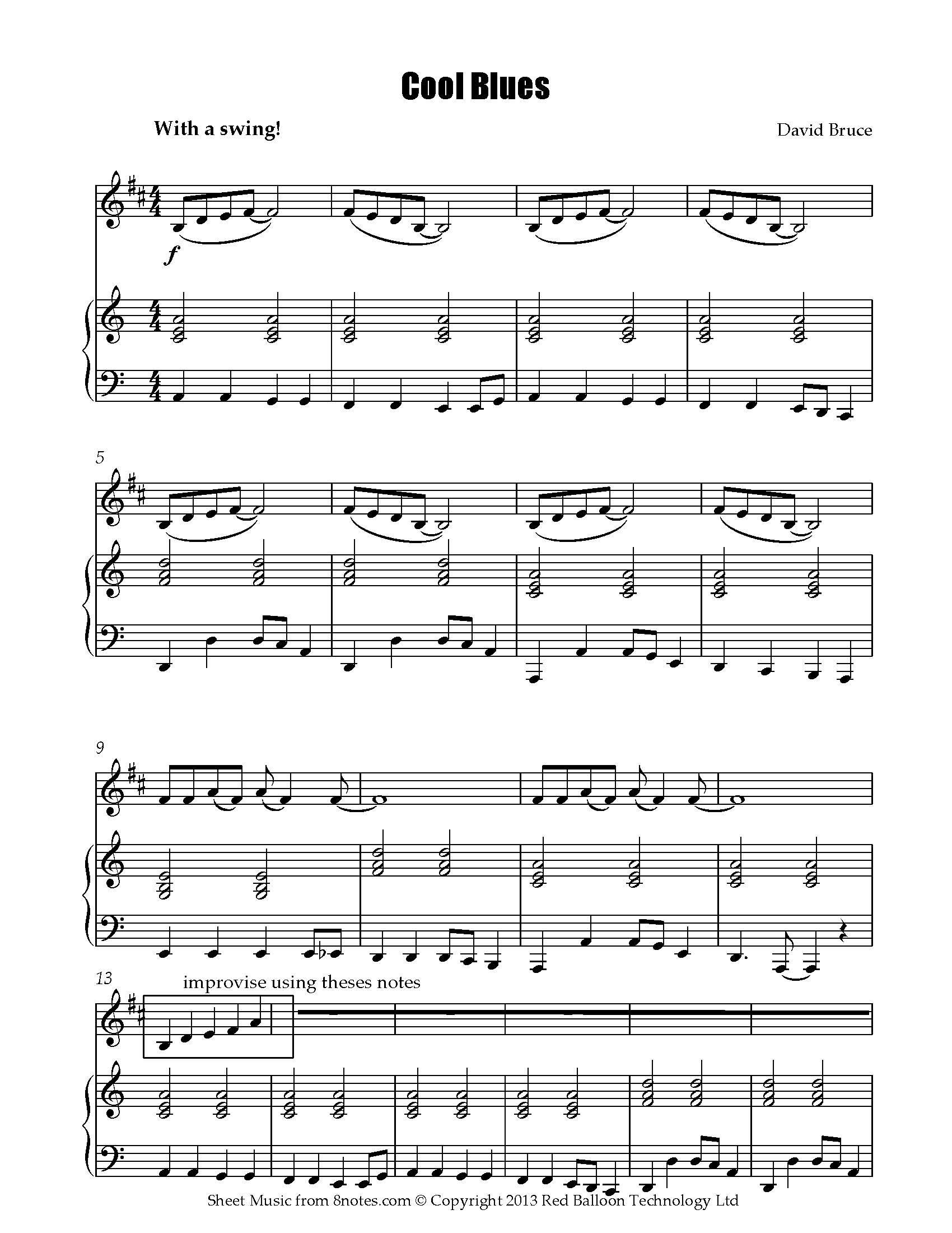 David Bruce - Cool Blues Sheet music for Trumpet - 8notes.com