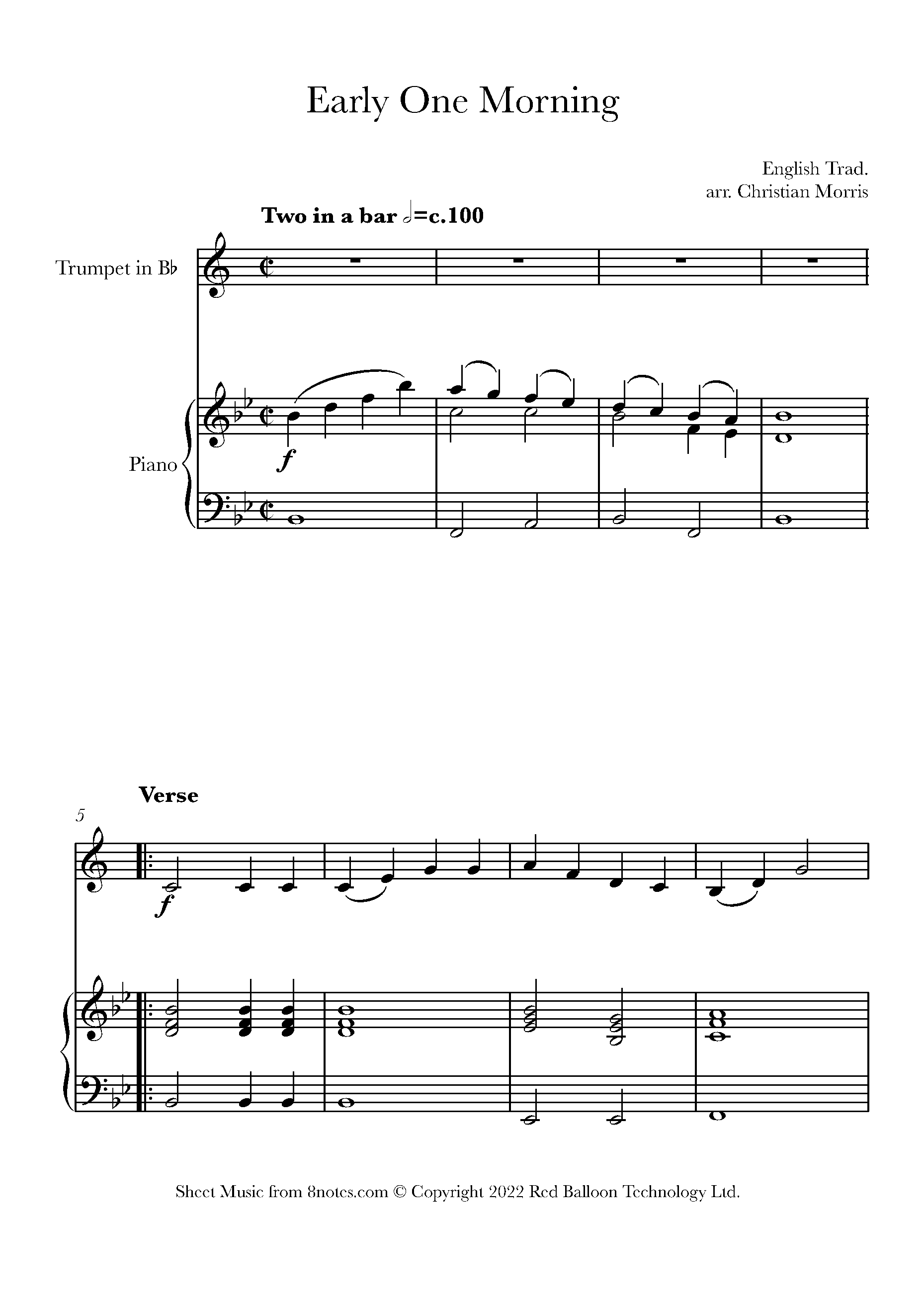 Early One Morning Sheet music for Trumpet - 8notes.com