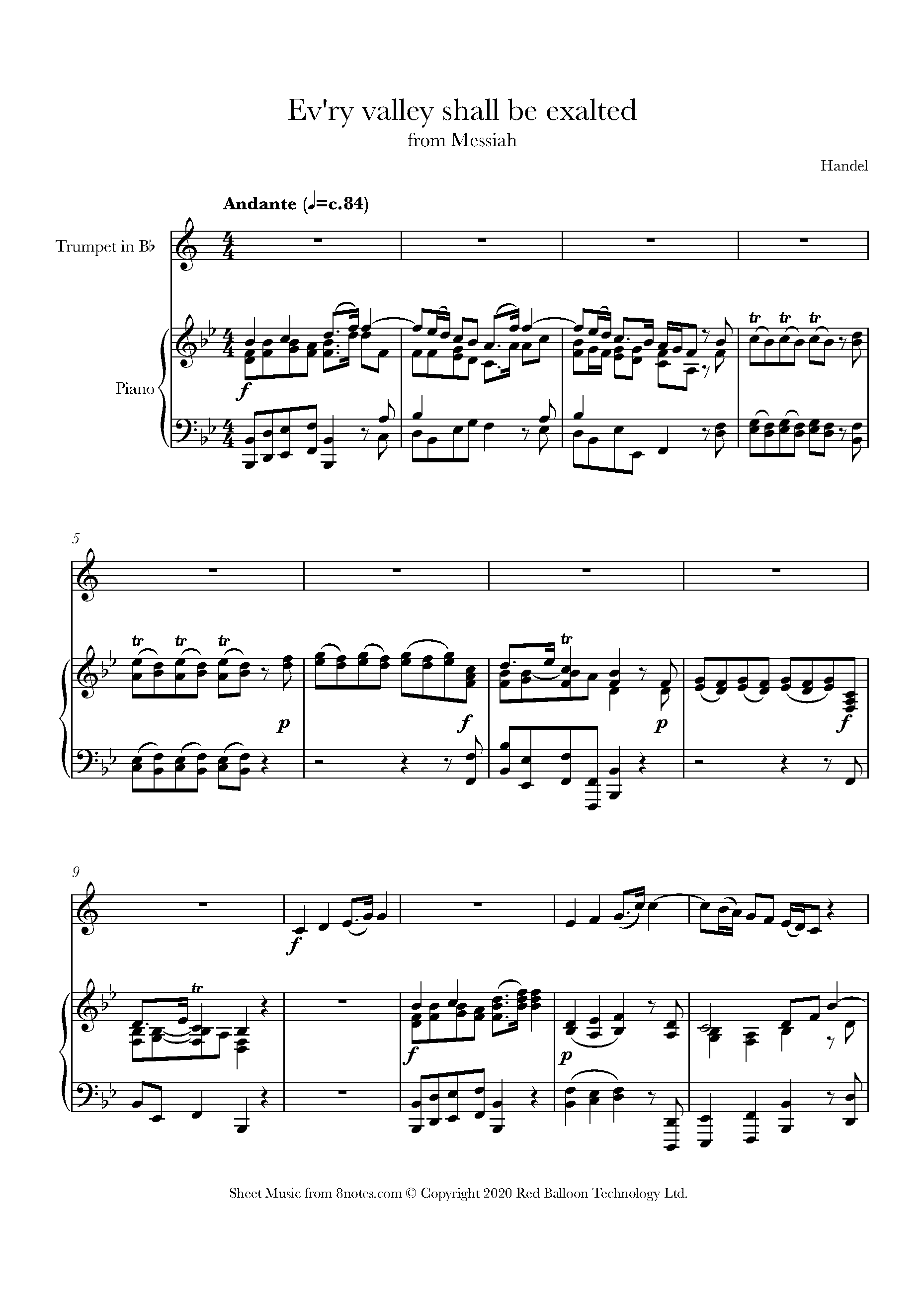 Handel - Ev'ry valley shall be exalted from Messiah Sheet music for ...