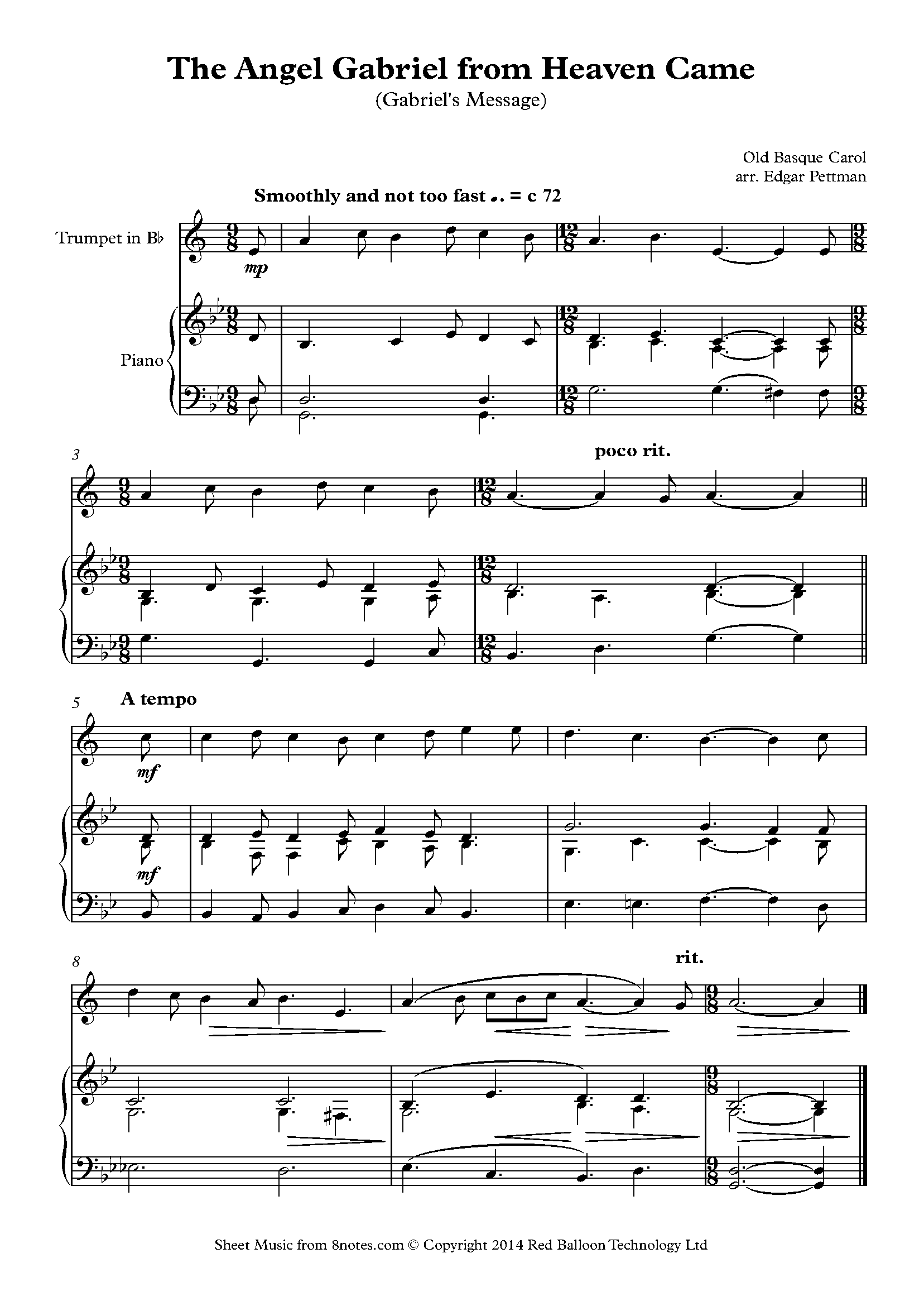 The Angel Gabriel from Heaven Came (Gabriel's Message) (trad. Basque ...