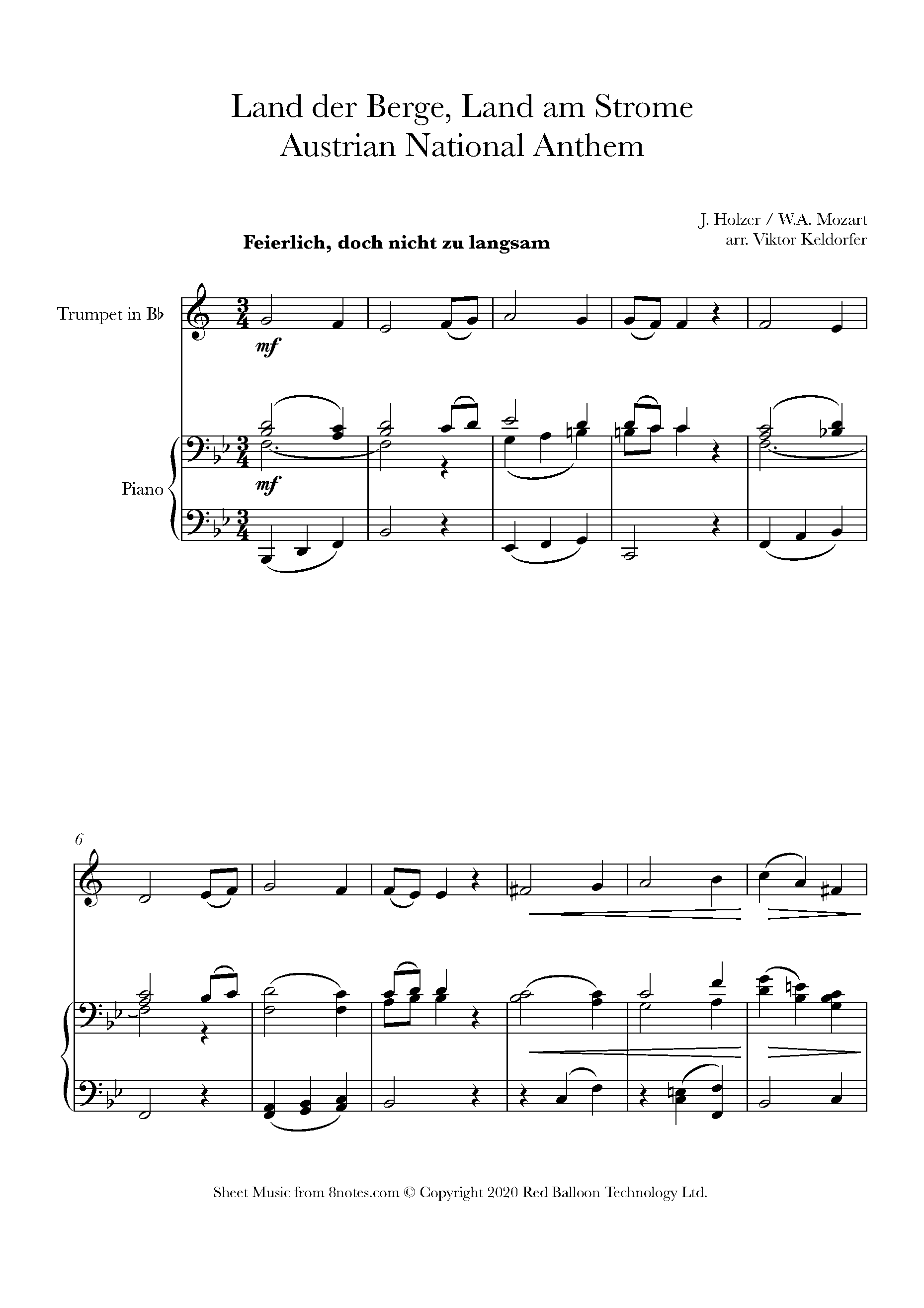 Wolfgang Amadeus Mozart - Land der Berge, Land am Strome (Austrian ...