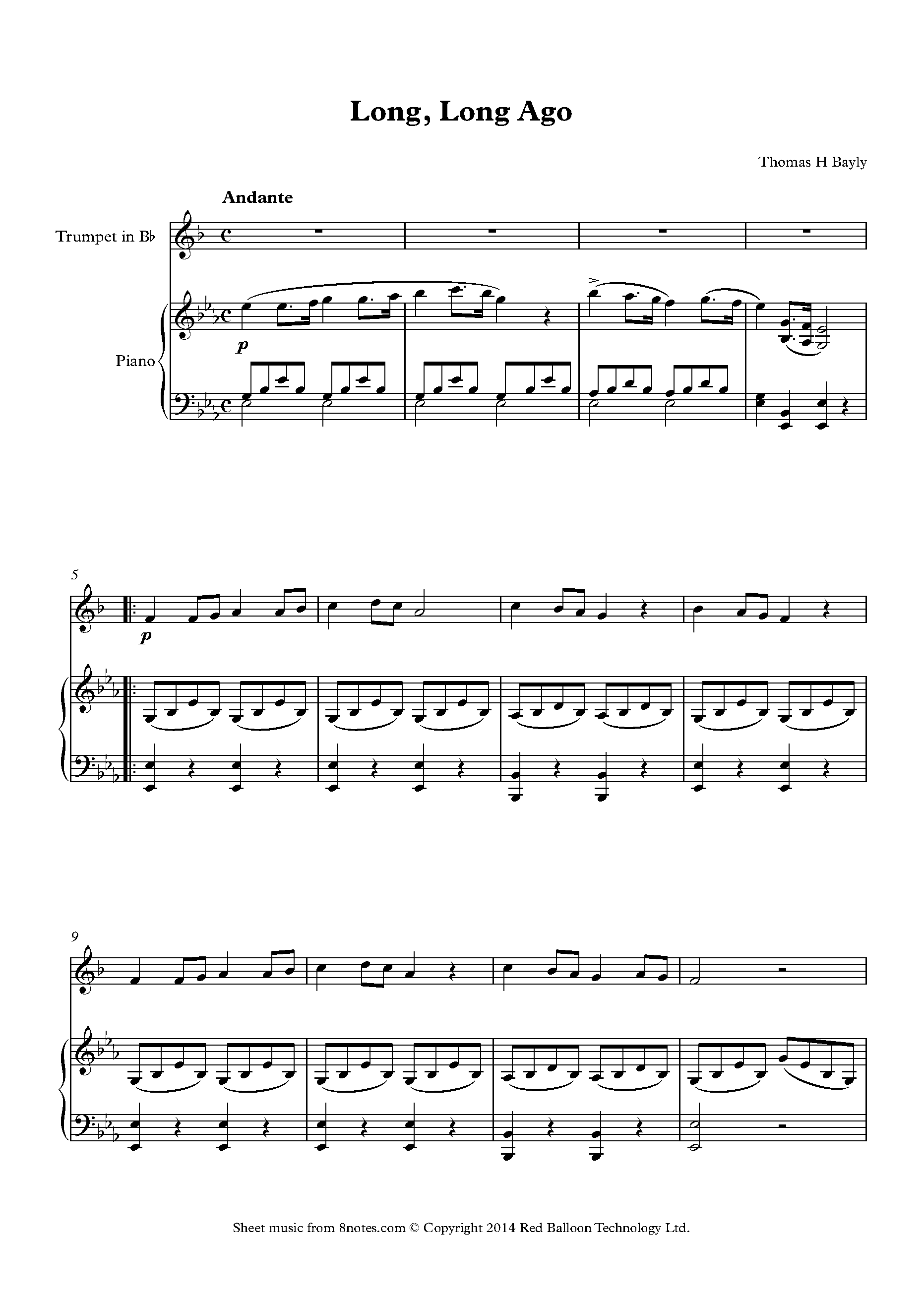 Long, Long Ago Sheet music for Trumpet - 8notes.com