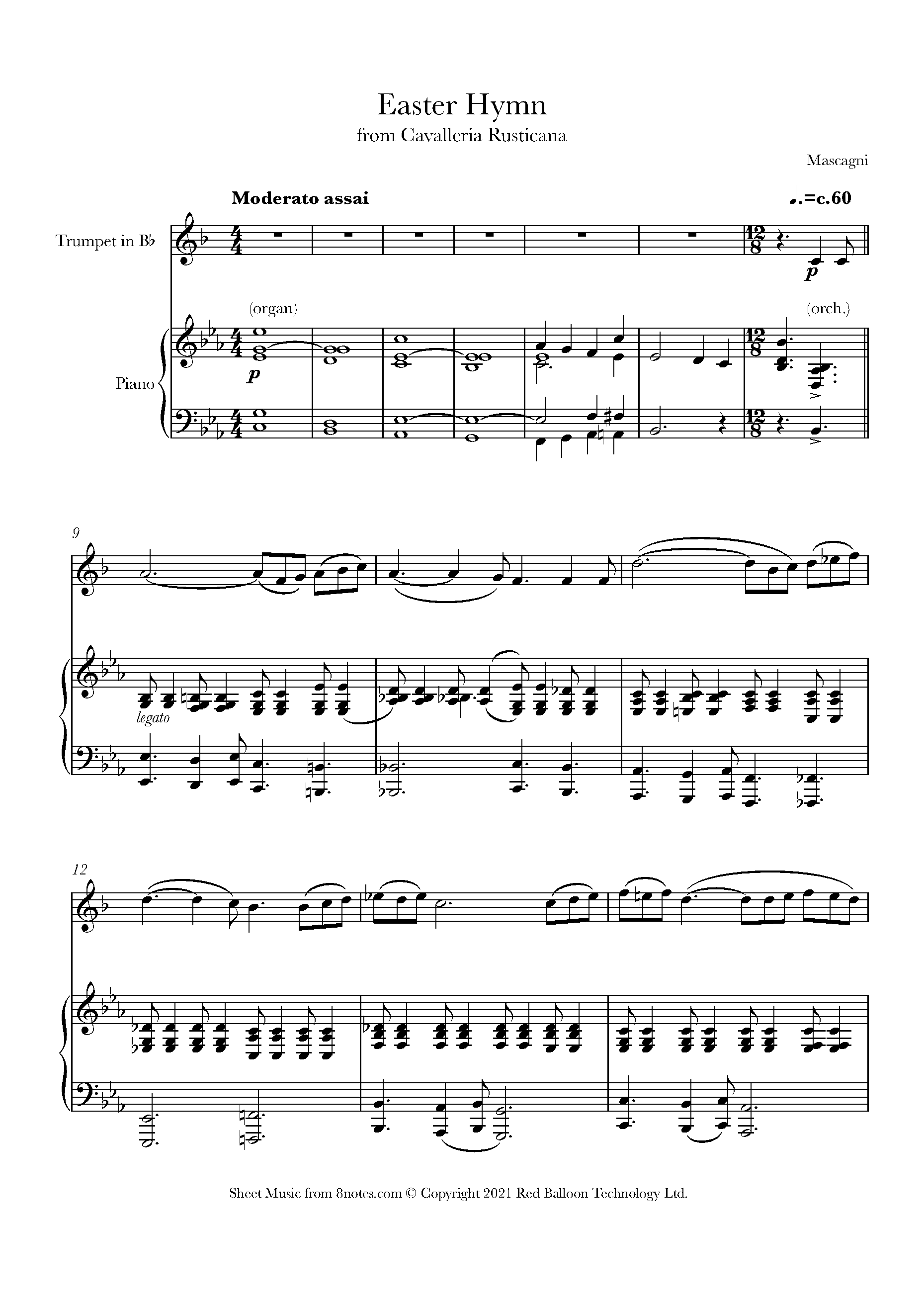 Mascagni - Easter Hymn from Cavalleria Rusticana Sheet music for ...