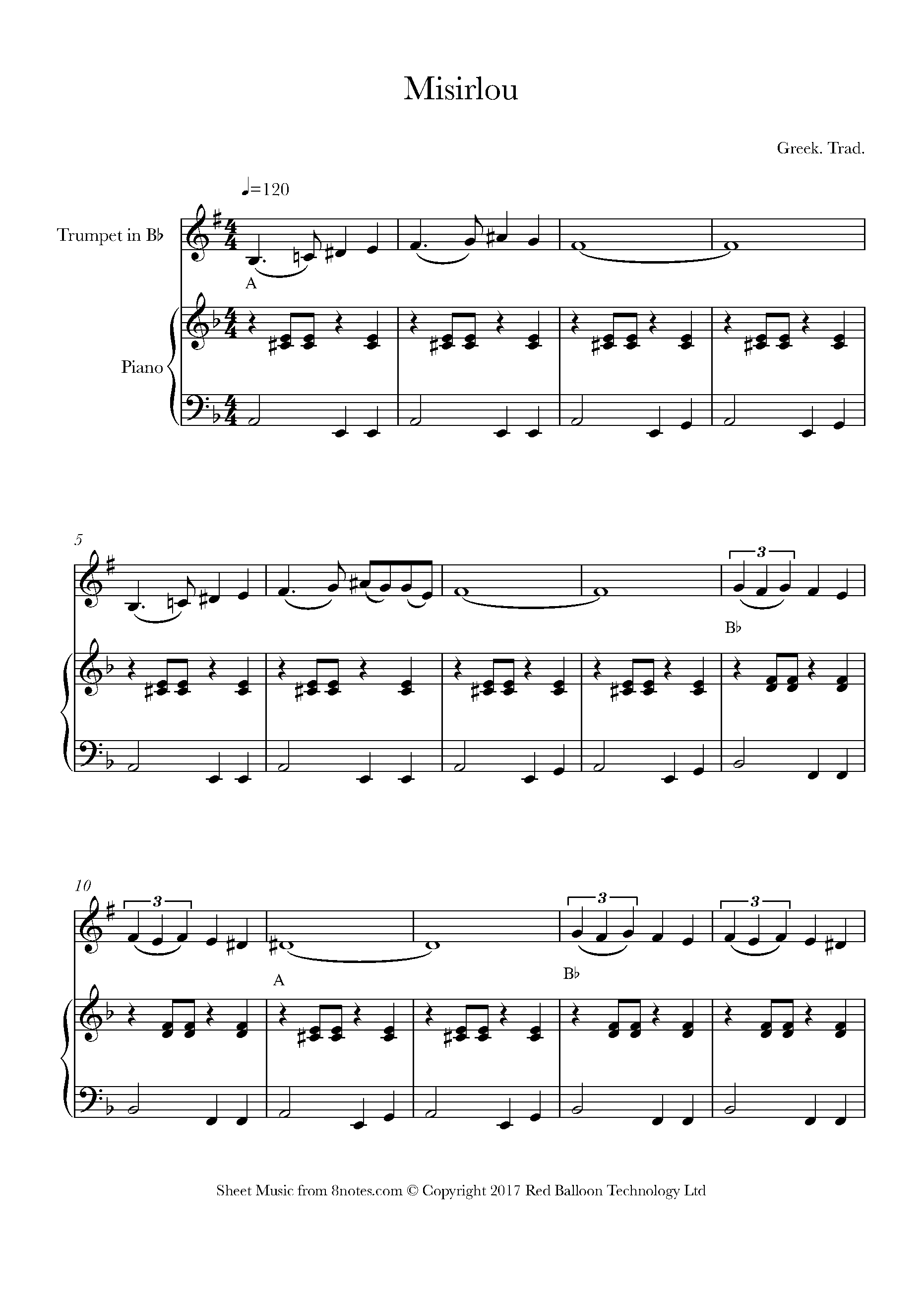 Misirlou Sheet music for Trumpet - 8notes.com