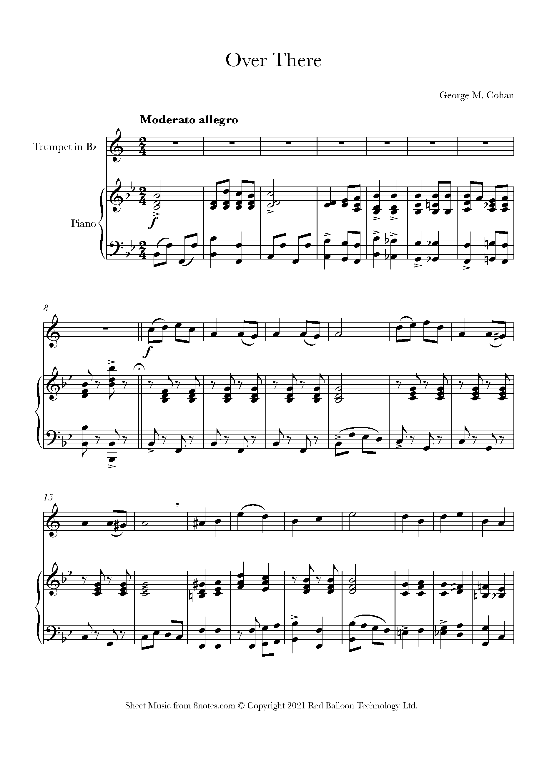 Cohan - Over There Sheet music for Trumpet - 8notes.com