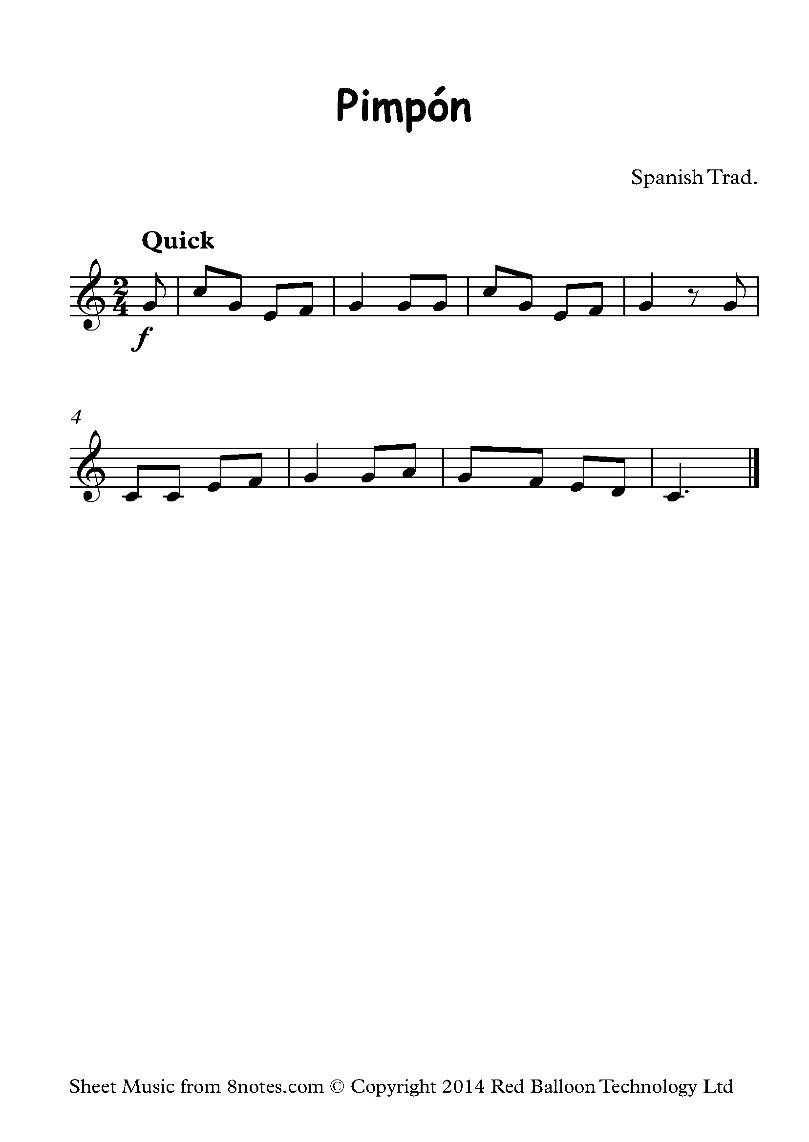 Pimpon (SpanishTraditional) Sheet music for Trumpet - 8notes.com
