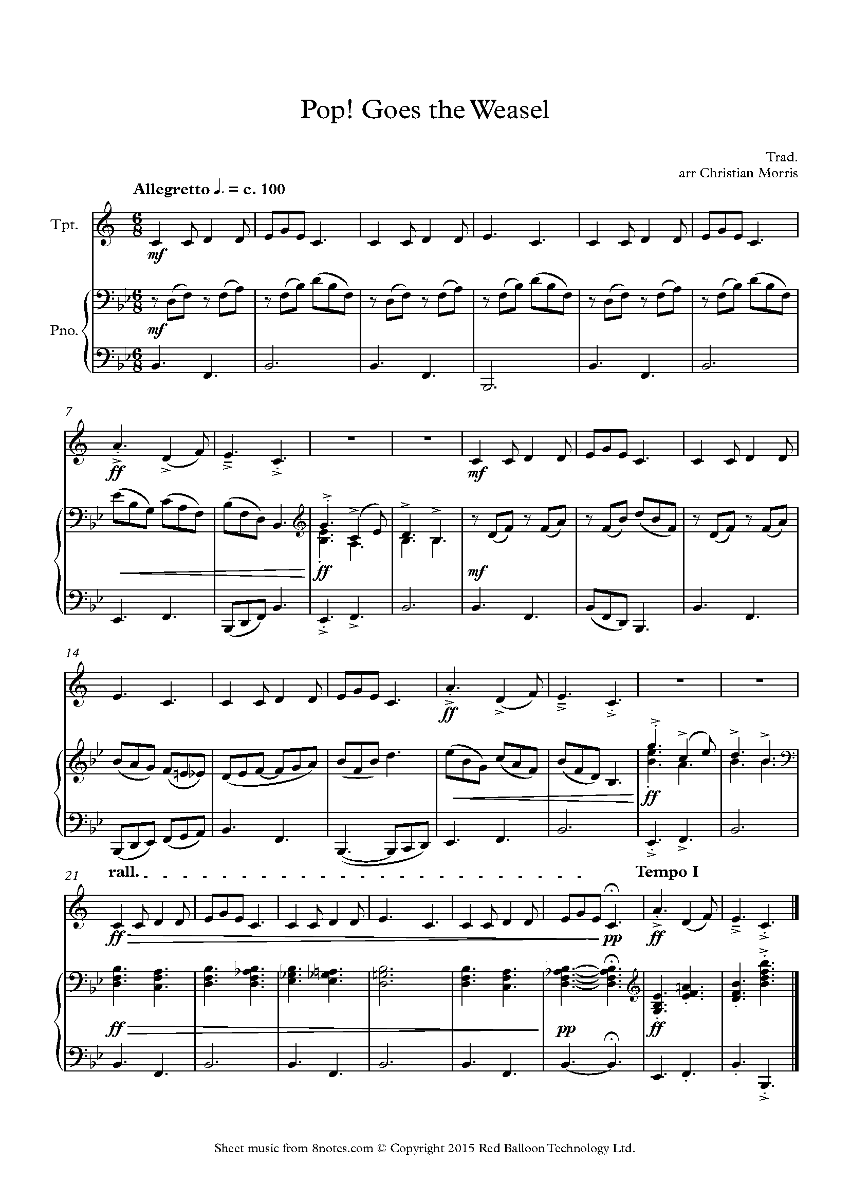 Pop Goes the Weasel Sheet music for Trumpet - 8notes.com
