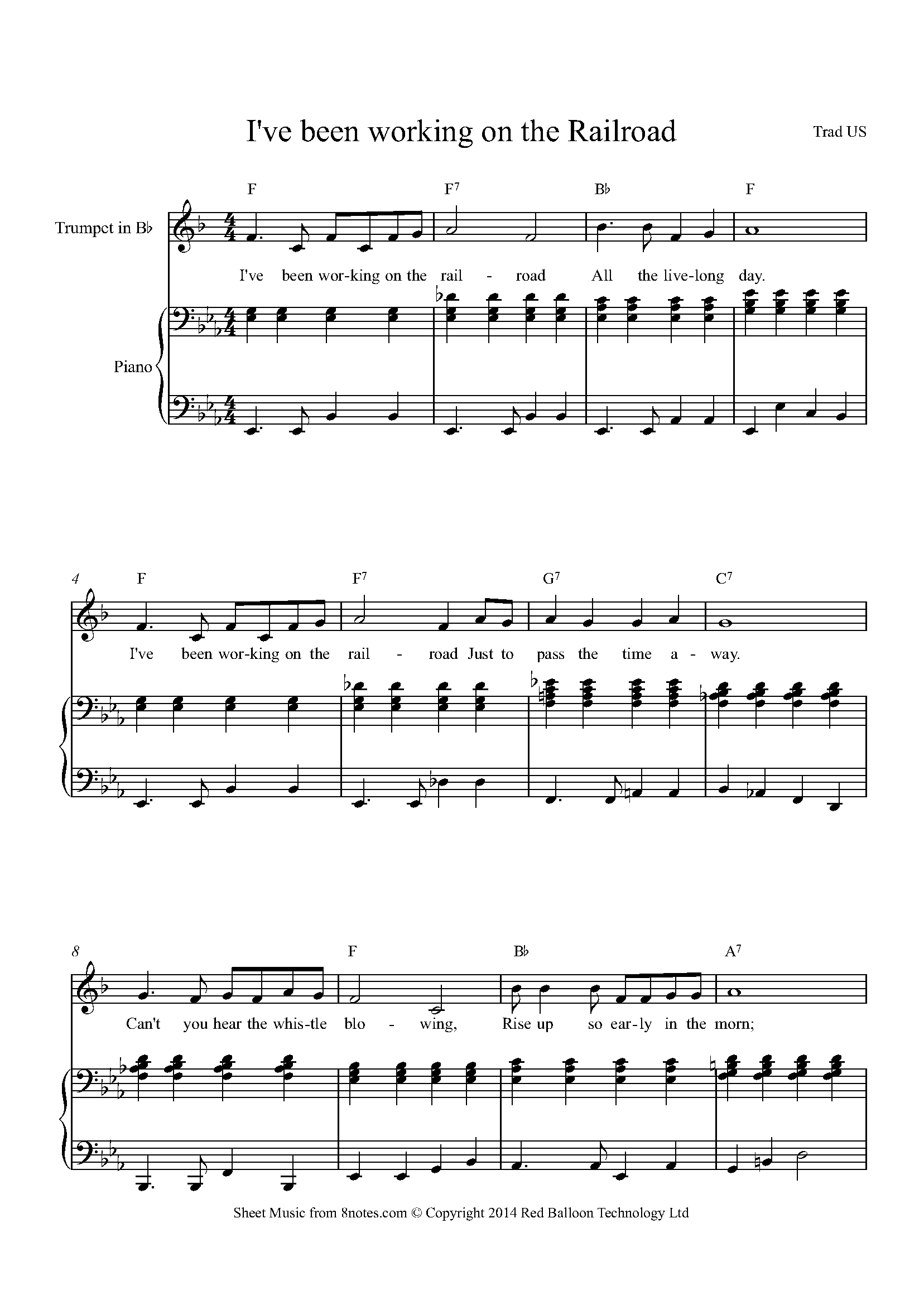 I've been working on the Railroad Sheet music for Trumpet - 8notes.com