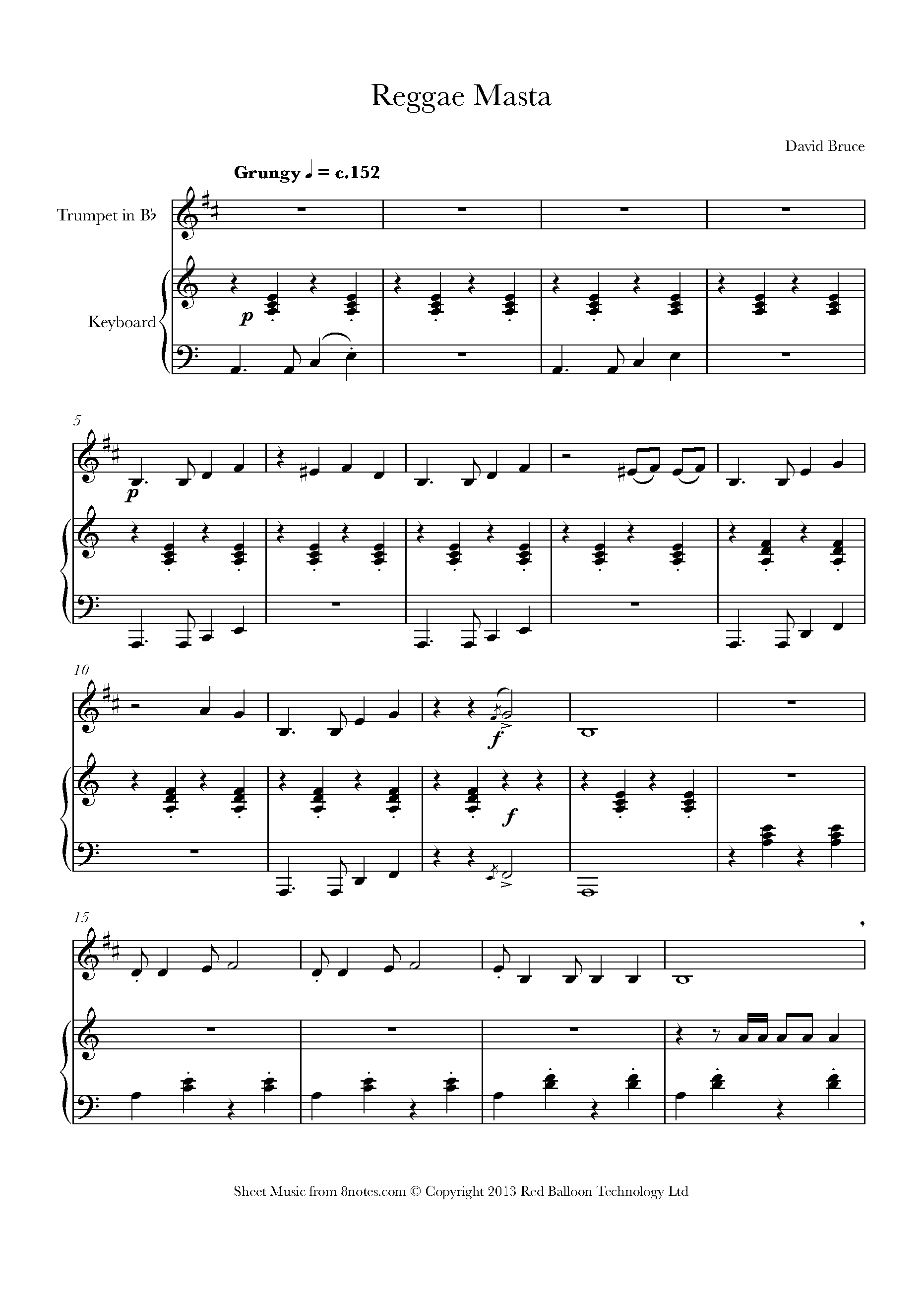 David Bruce - Reggae Masta Sheet music for Trumpet - 8notes.com