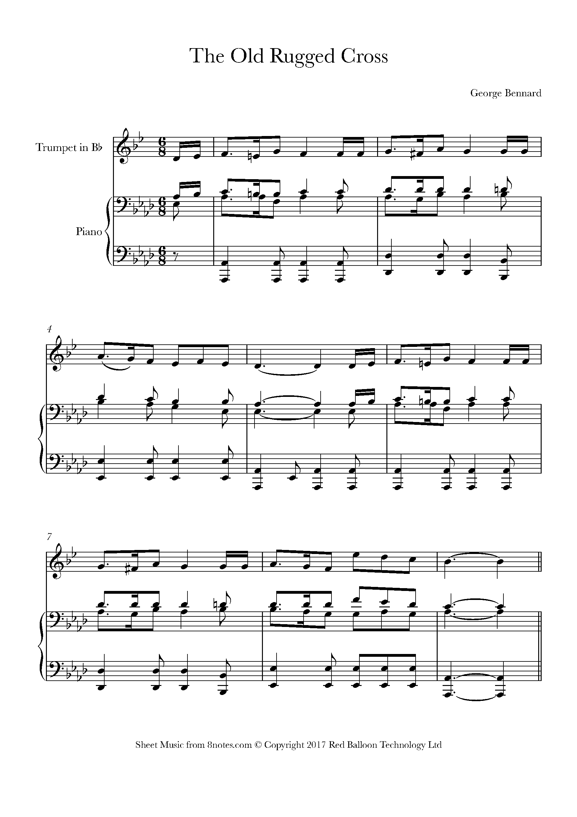 Bennard - The Old Rugged Cross Sheet music for Trumpet - 8notes.com