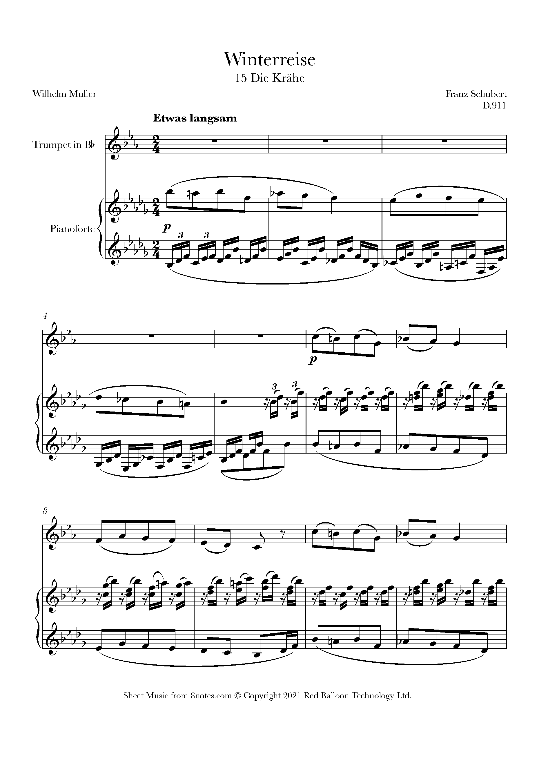 Schubert - Die Krahe (Winterreise, D.911, No. 15) Sheet music for ...