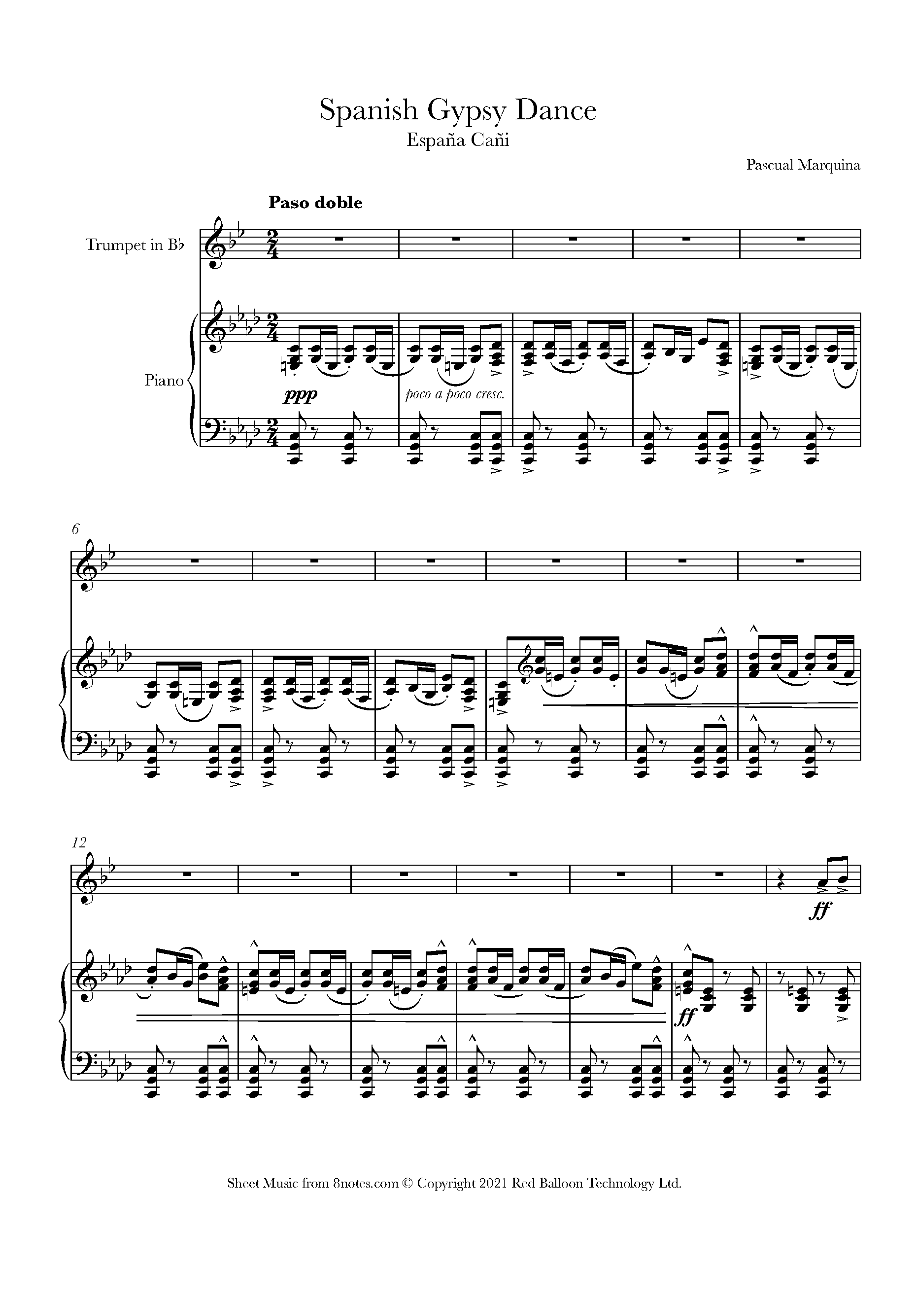 Marquina Narro - Spanish Gypsy Dance (Espana Cani) Sheet music for ...