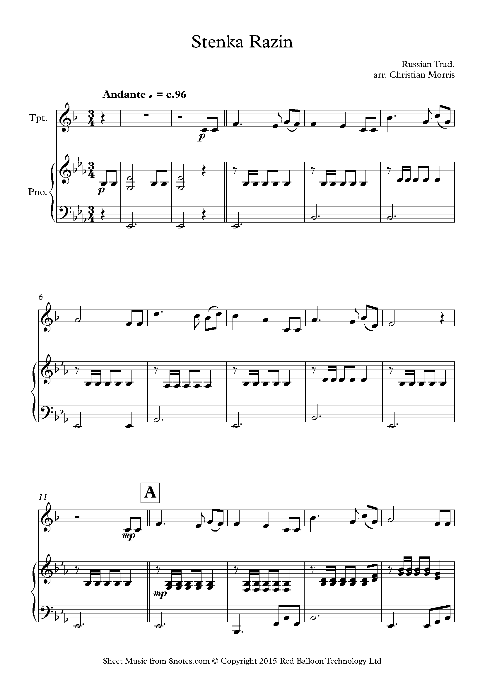 Stenka Razin (Volga Volga) Sheet music for Trumpet - 8notes.com