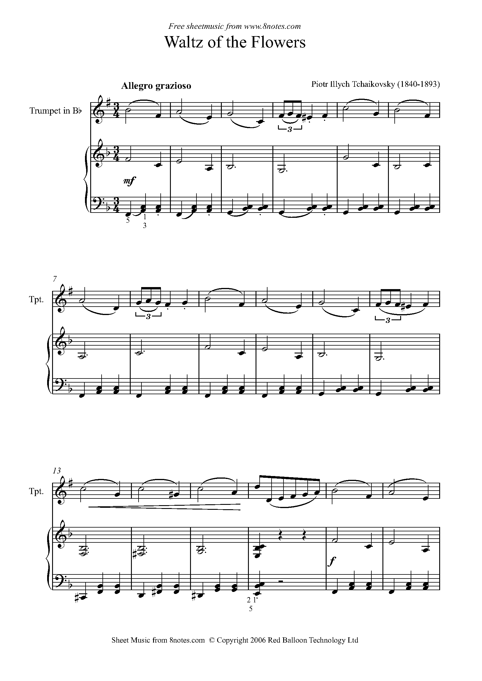 Tchaikovsky - Dance of the Flowers from the Nutcracker Sheet music for ...