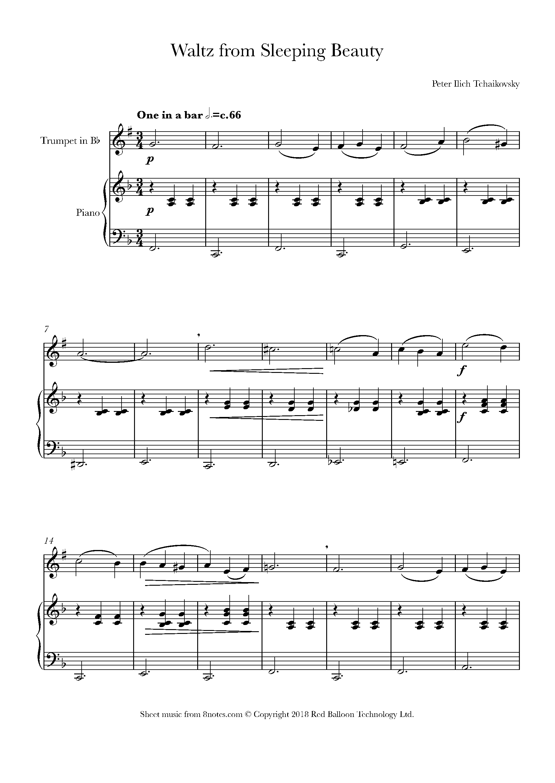 Tchaikovsky - Waltz from Sleeping Beauty Sheet music for Trumpet ...