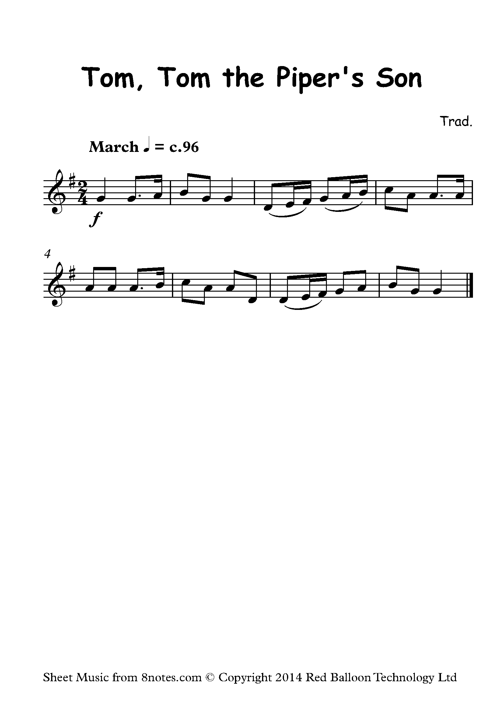 Tom, Tom the Piper's Son Sheet music for Trumpet - 8notes.com